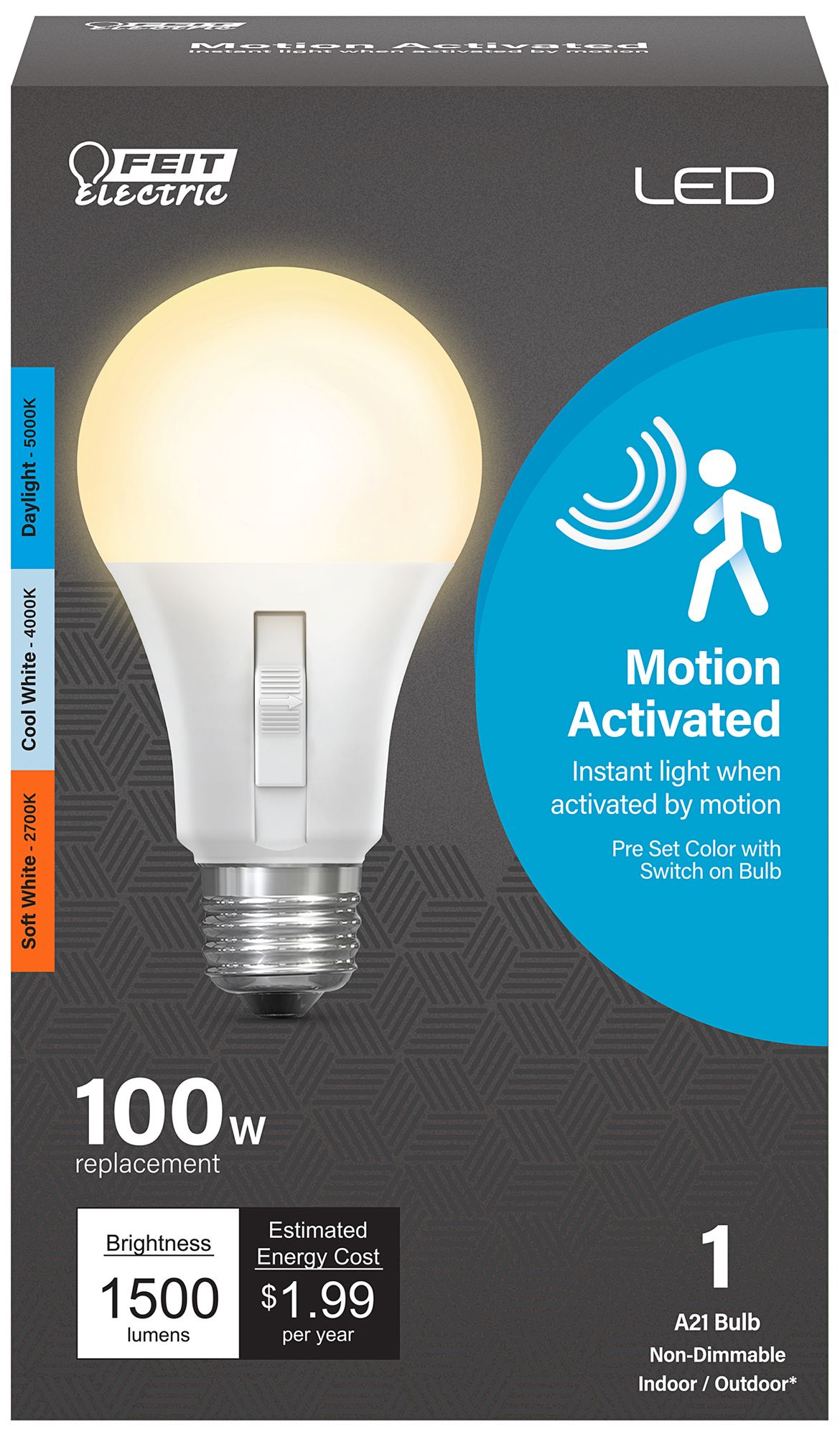 100W Equivalent 16.5W Color Selectable Motion Sensor LED Bulb - #435F7 ...