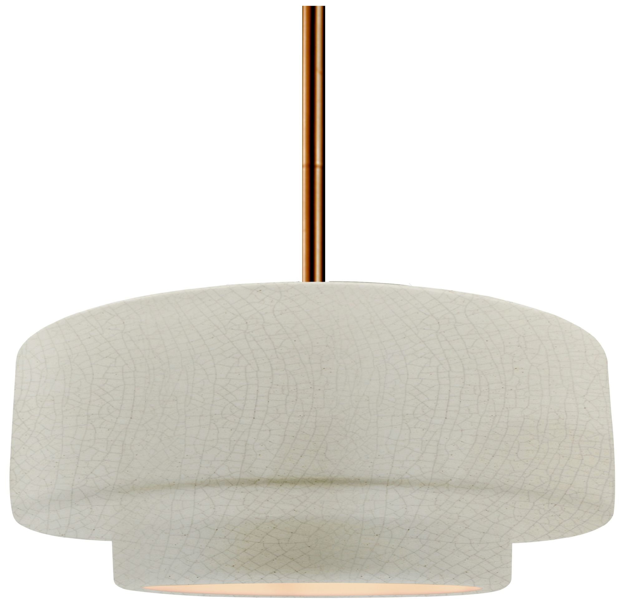 14.5"W White Crackle Frame Brushed Brass Tier Rigid Stem Kit Pendant ...