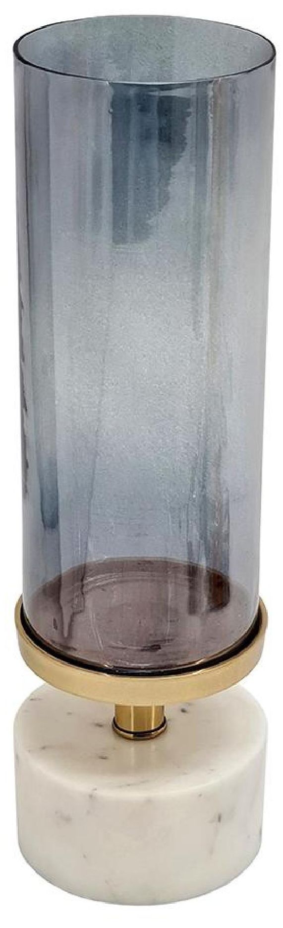 16.1" Grey Luster & White Glass & Marble Cylindrical Hurricane - #306P5 | Lamps Plus