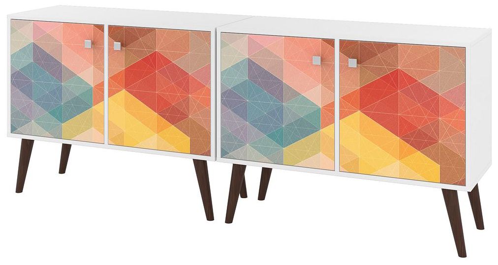 2-Piece Avesta Double Side Table in White and Stamp - #638M9 | Lamps Plus