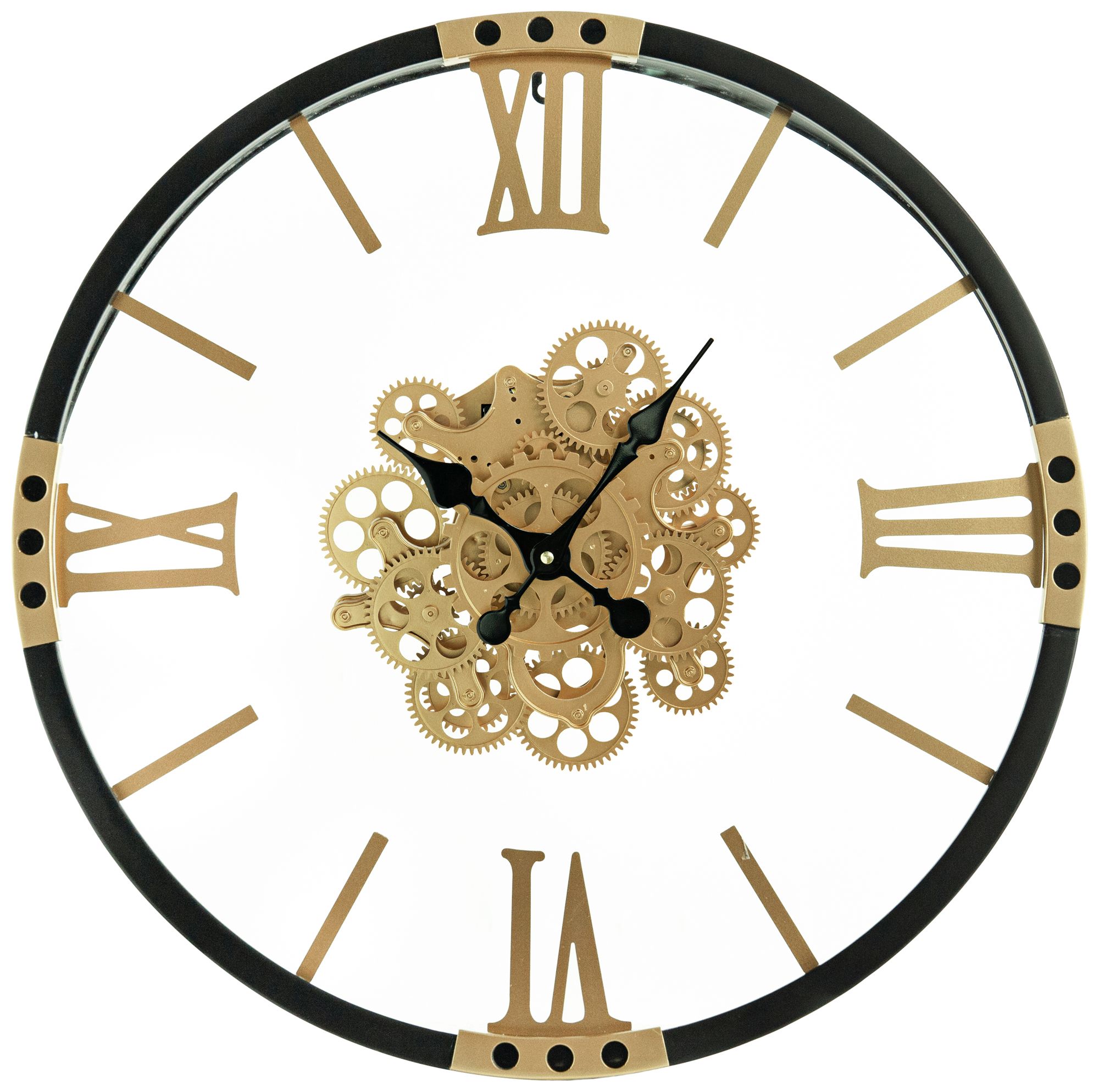 23.5" Two Tone Black & Gold Gear Clock - #106N6 | Lamps Plus