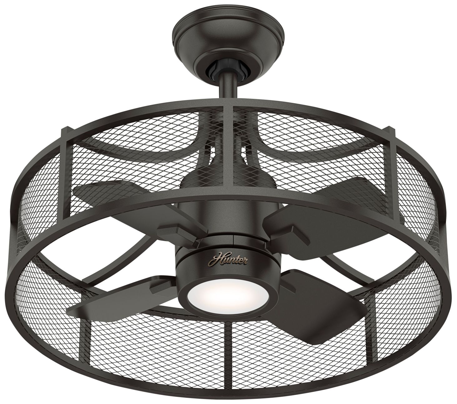 24" Hunter Seattle Noble Bronze Cage Ceiling Fan with Remote - #601T0 ...