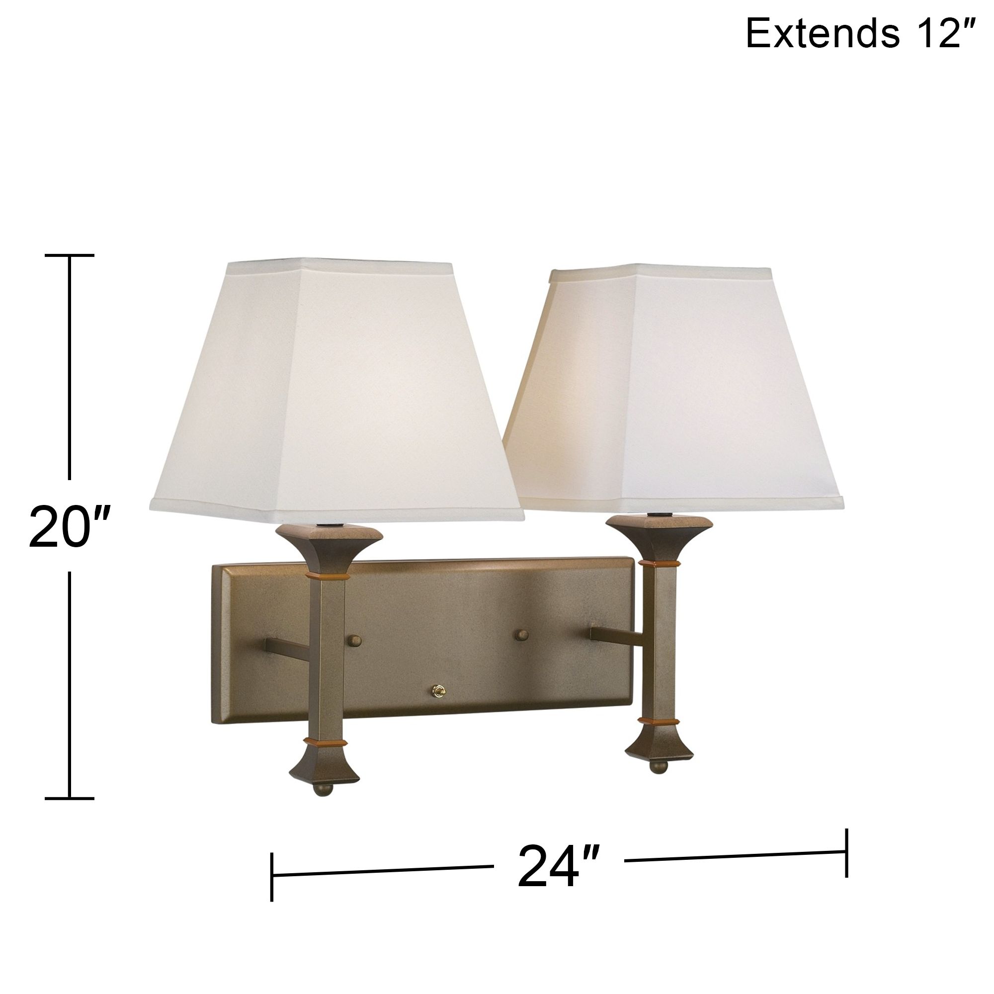 360 Lighting 24" Wide Bronze Wood Two Light Plug-In Headboard Light ...