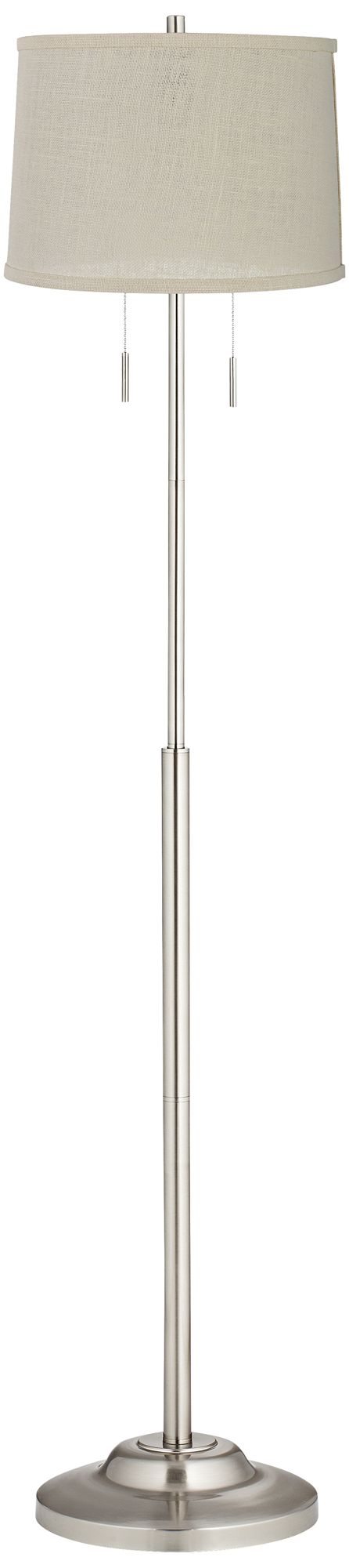 360 Lighting Abba 66" High Cream and Nickel Twin Pull Chain Floor Lamp ...