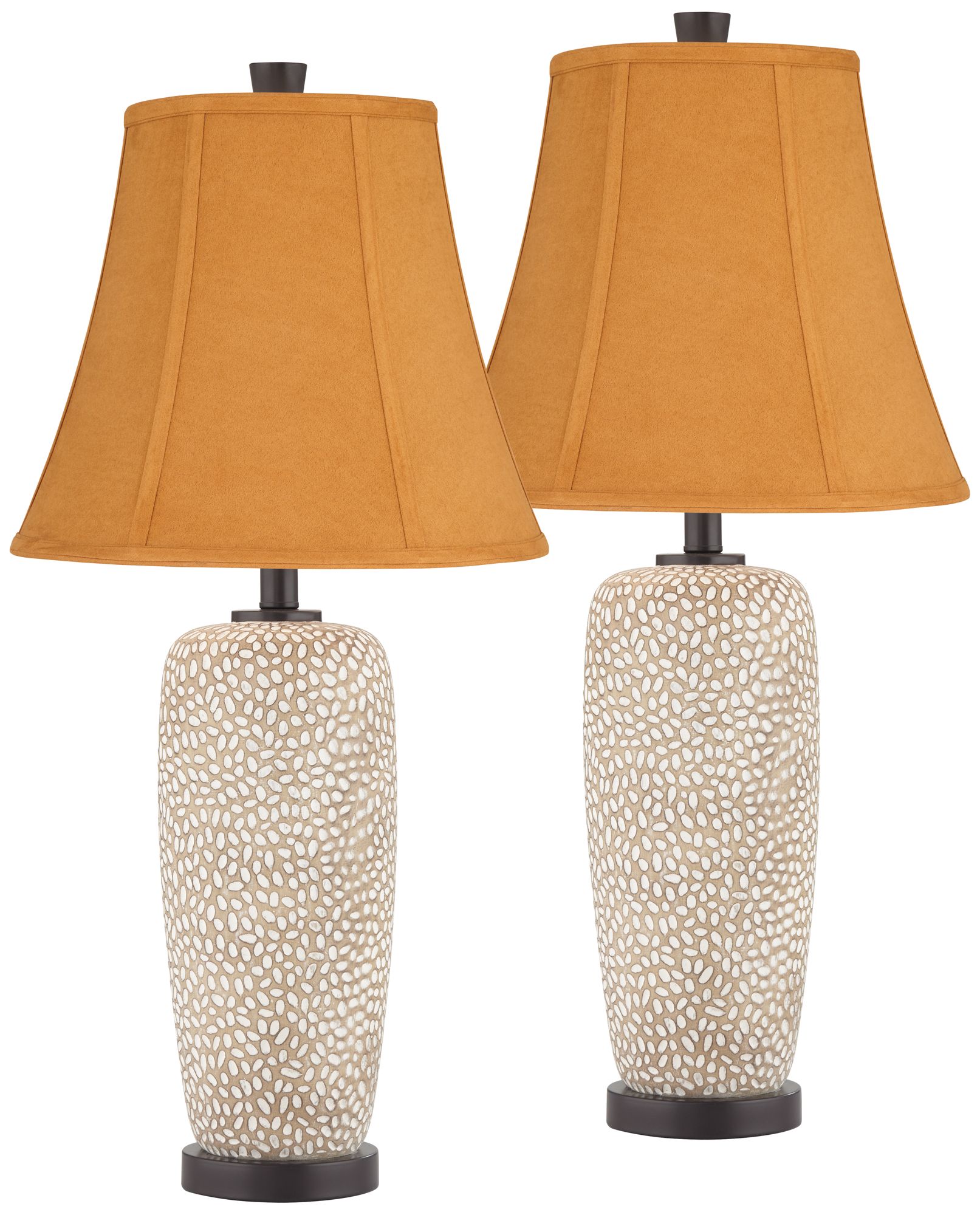 360 Lighting Anna 27 1/4" Rust and Beige Pebbled Table Lamps Set of 2 ...