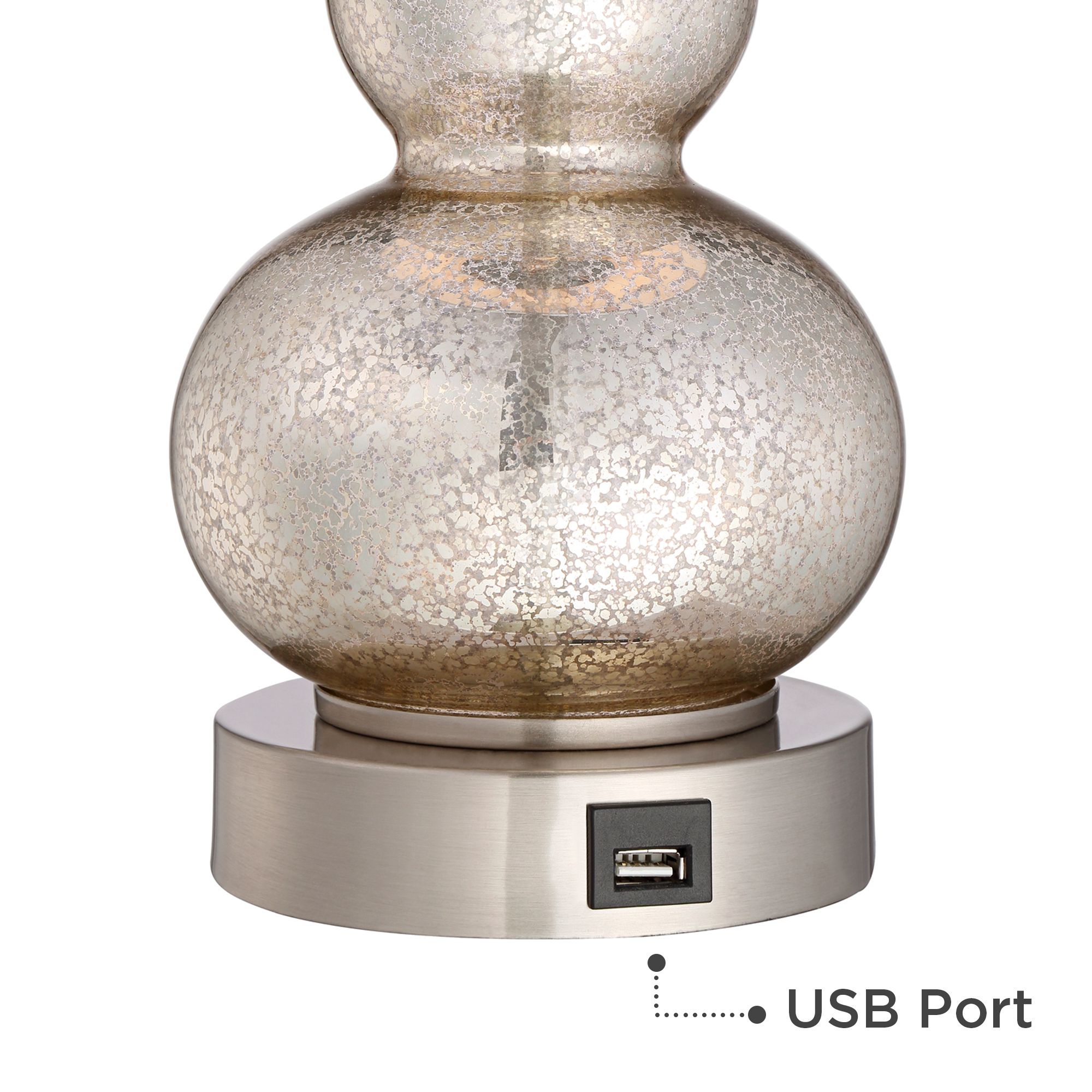 360 Lighting Castine 22" High Mercury Glass USB Table Lamps Set of 2 ...