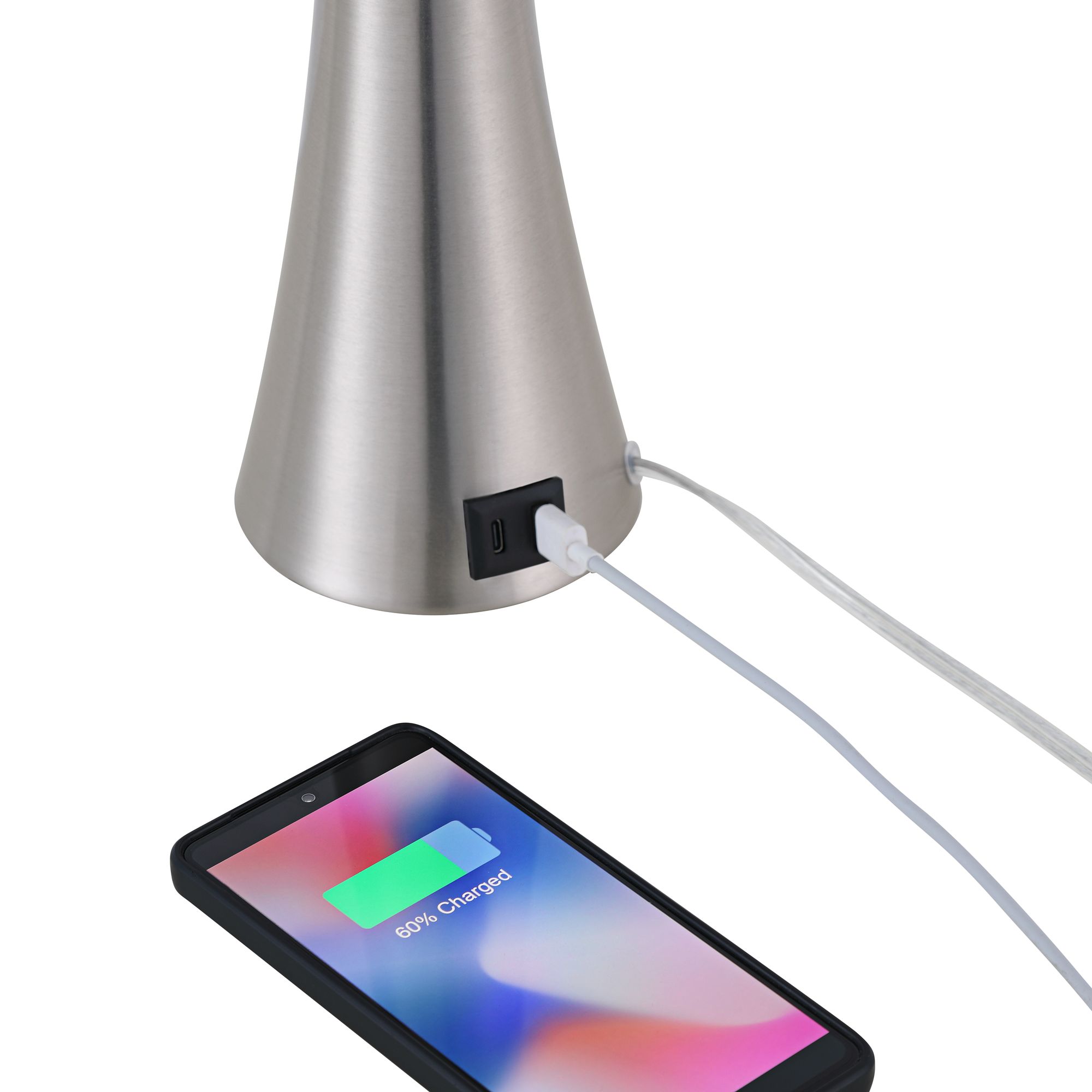 360 Lighting Junior 24" Brushed Nickel Modern USB Lamps Set of 2 ...