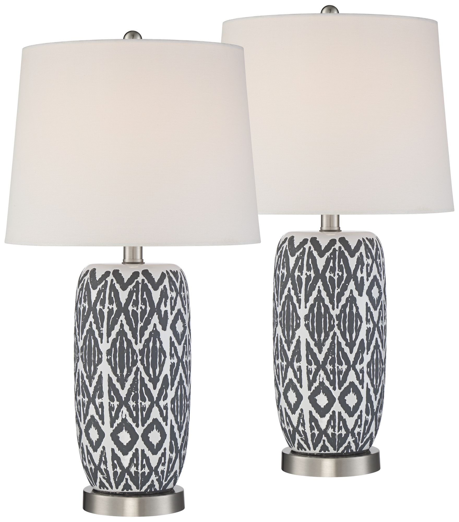 360 Lighting Kenny Modern Southwest Pattern Ceramic Table Lamps Set of ...