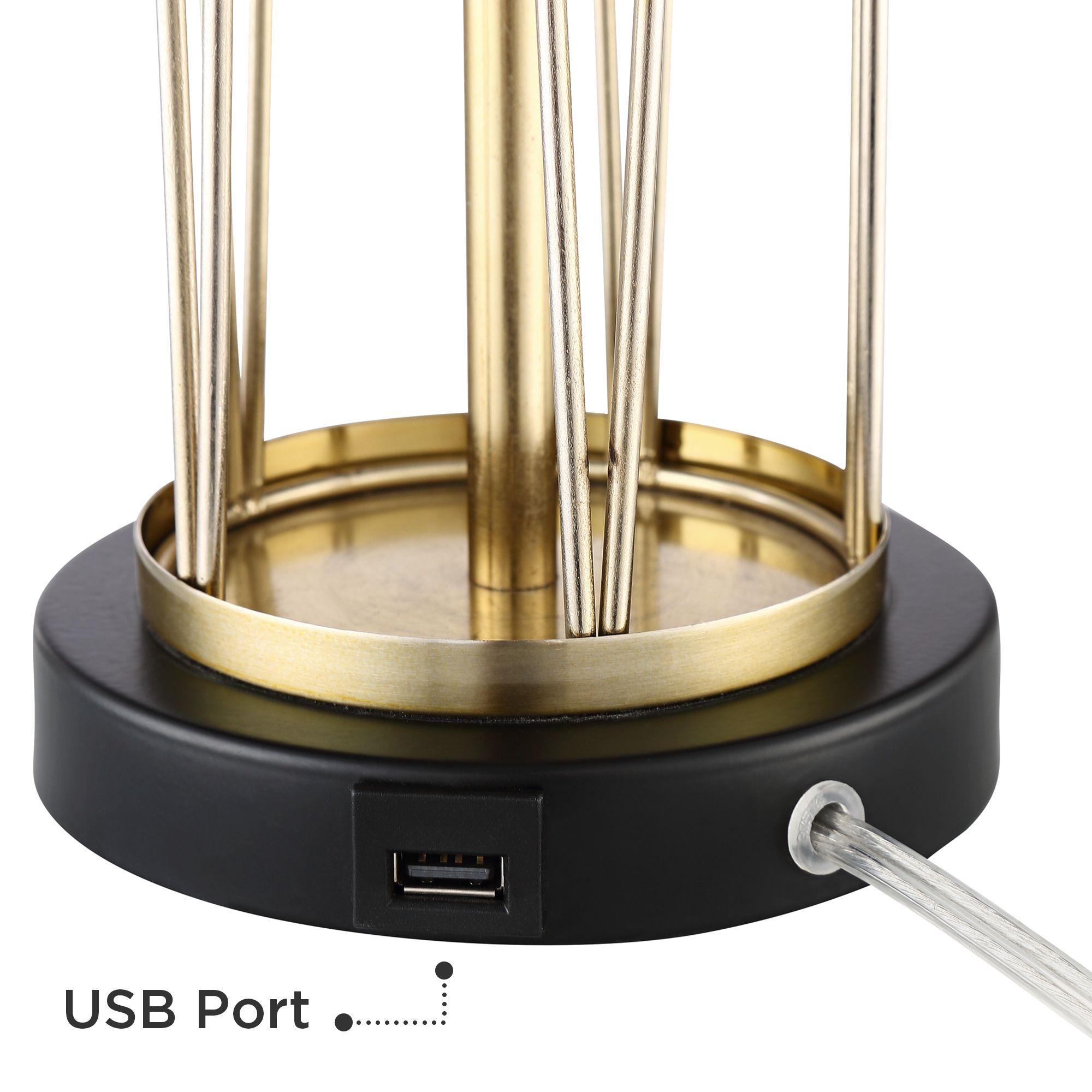 360 Lighting Nathan 25 1/2" Black and Gold USB Table Lamps Set of 2 ...