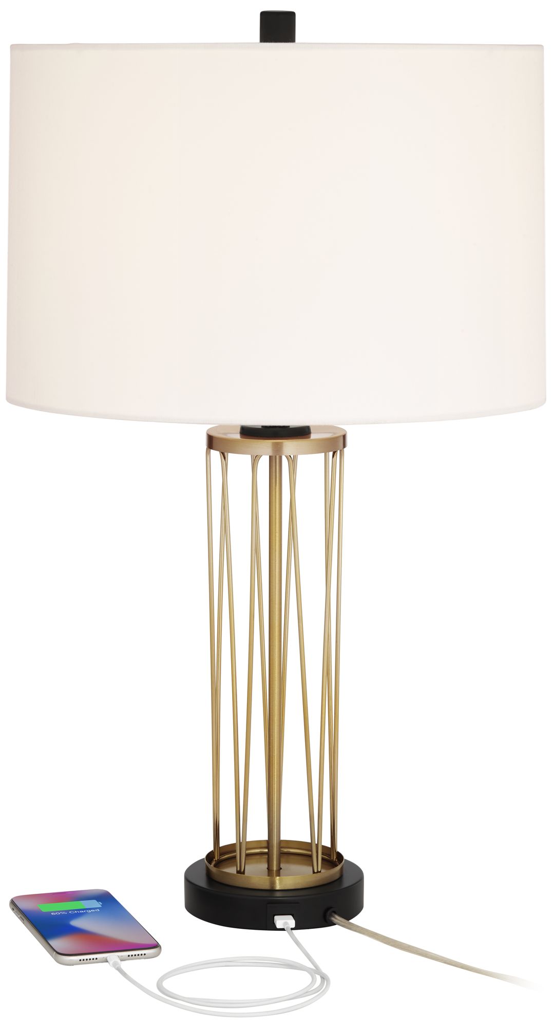 360 Lighting Nathan 25 1/2" Open Gold Cage USB Table Lamps Set of 2 ...