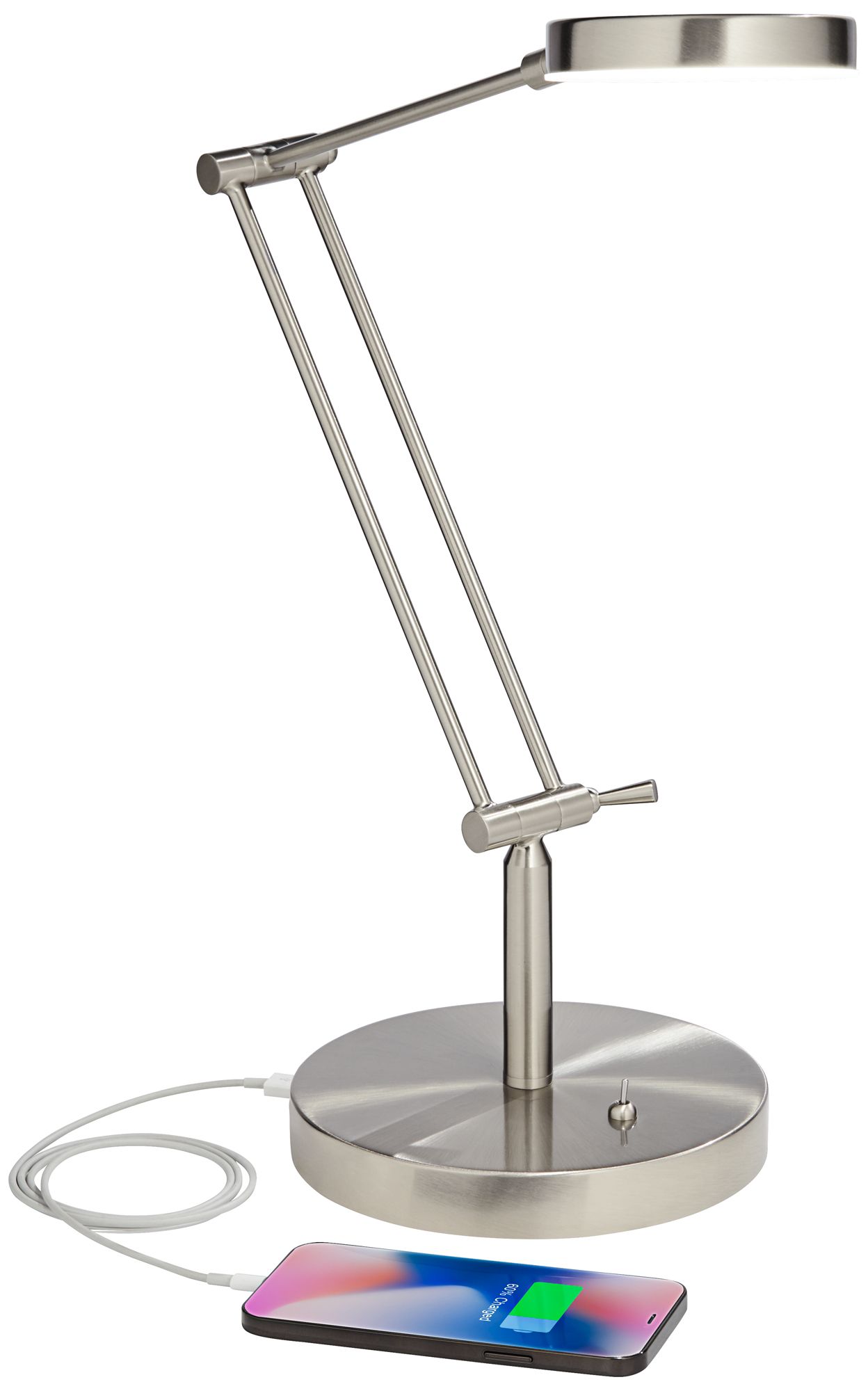 360 Lighting Xenos Satin Nickel Adjustable LED USB Desk Lamps Set of 2 ...