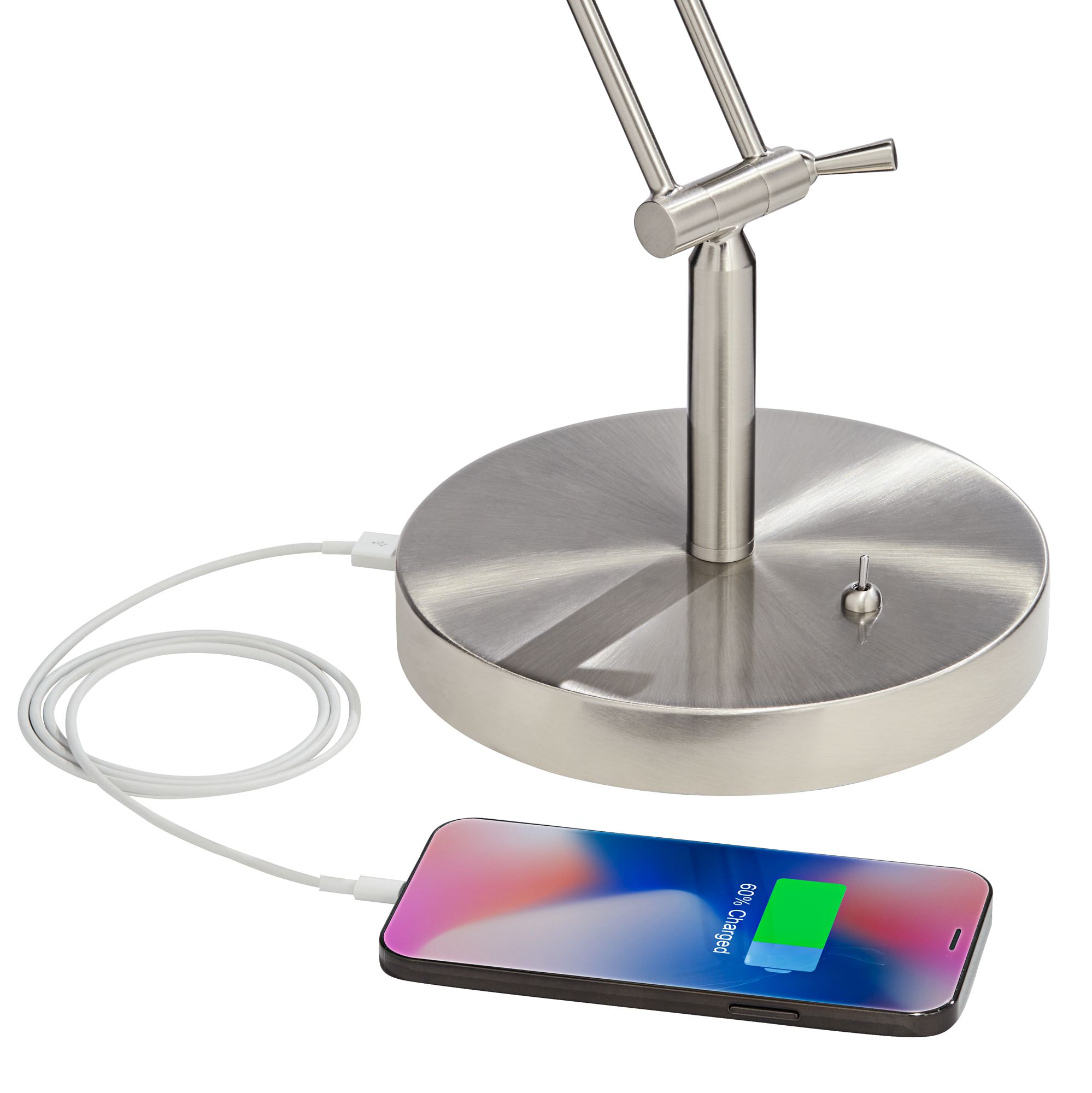 360 Lighting Xenos Satin Nickel Adjustable LED USB Desk Lamps Set of 2 ...