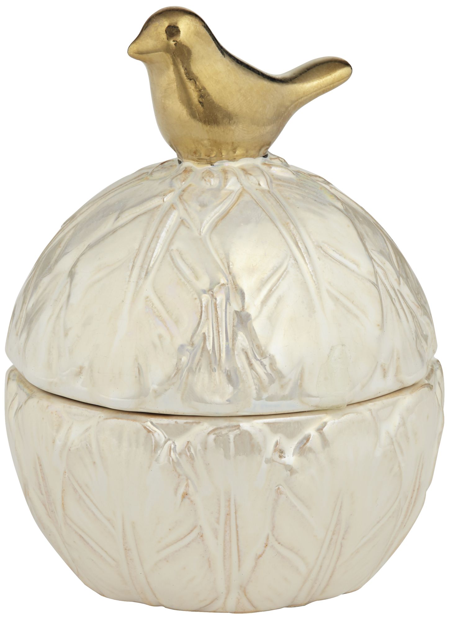 4 1/2" Spar Shiny Pearlized White Decorative Jar with Gold Lid - #433A9 ...