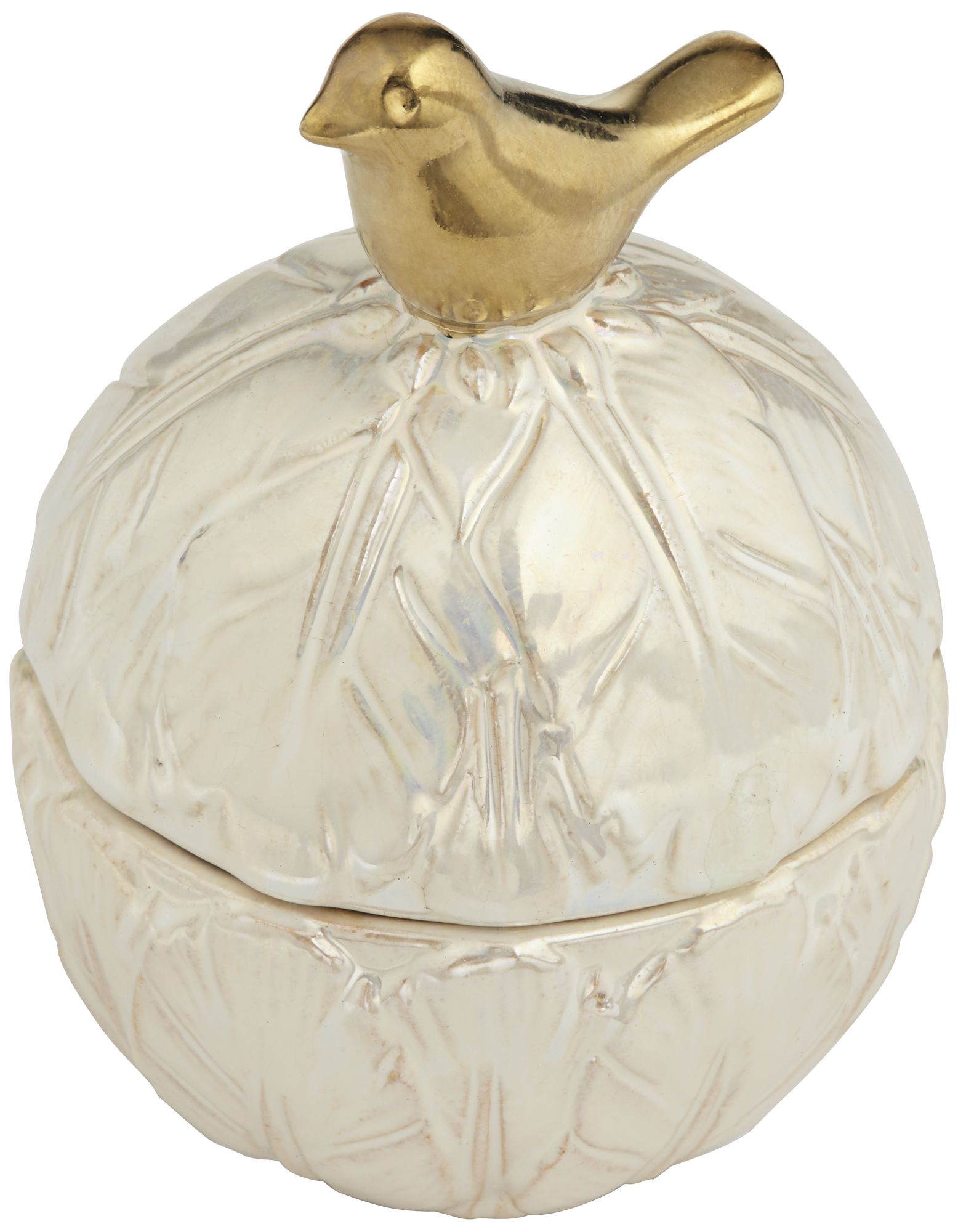 4 1/2" Spar Shiny Pearlized White Decorative Jar with Gold Lid - #433A9 ...