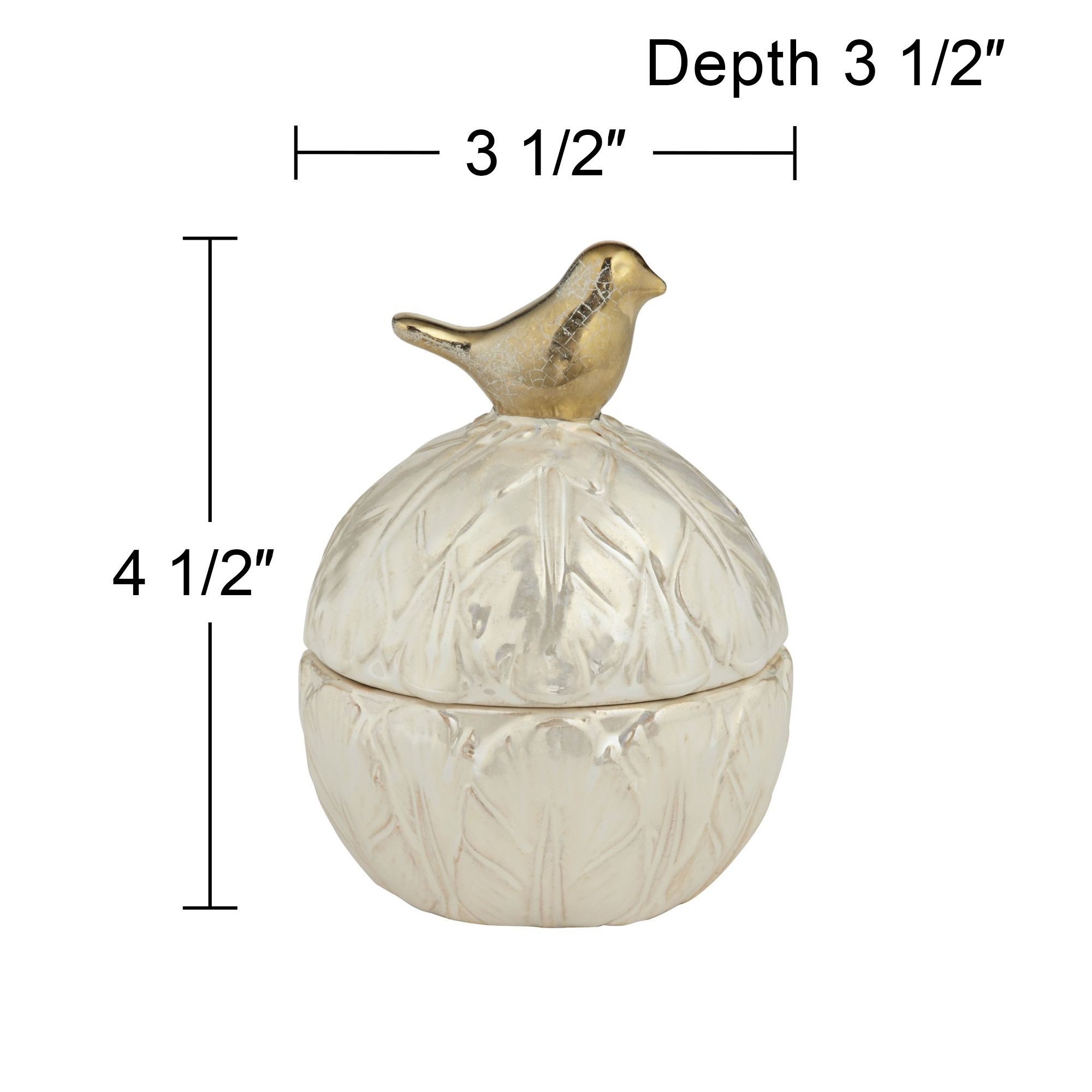 4 1/2" Spar Shiny Pearlized White Decorative Jar with Gold Lid - #433A9 ...