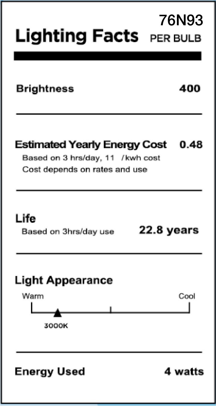 40W Equivalent 4W LED E12 JA8 Filament Light Bulb - #76N93 | Lamps Plus