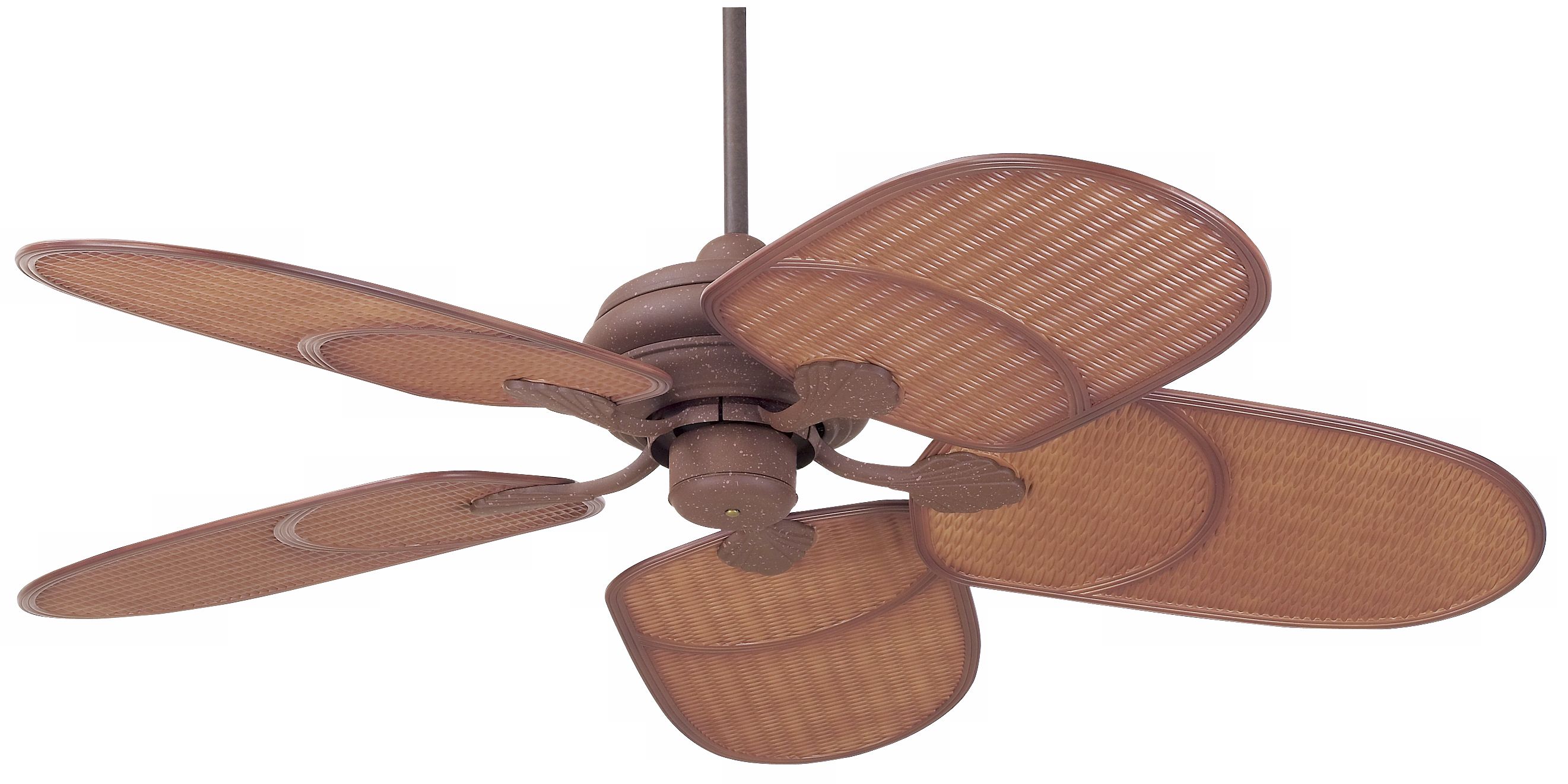 52" Casa Vieja Tropical Rattan Wet Rated Ceiling Fan with Pull Chain ...