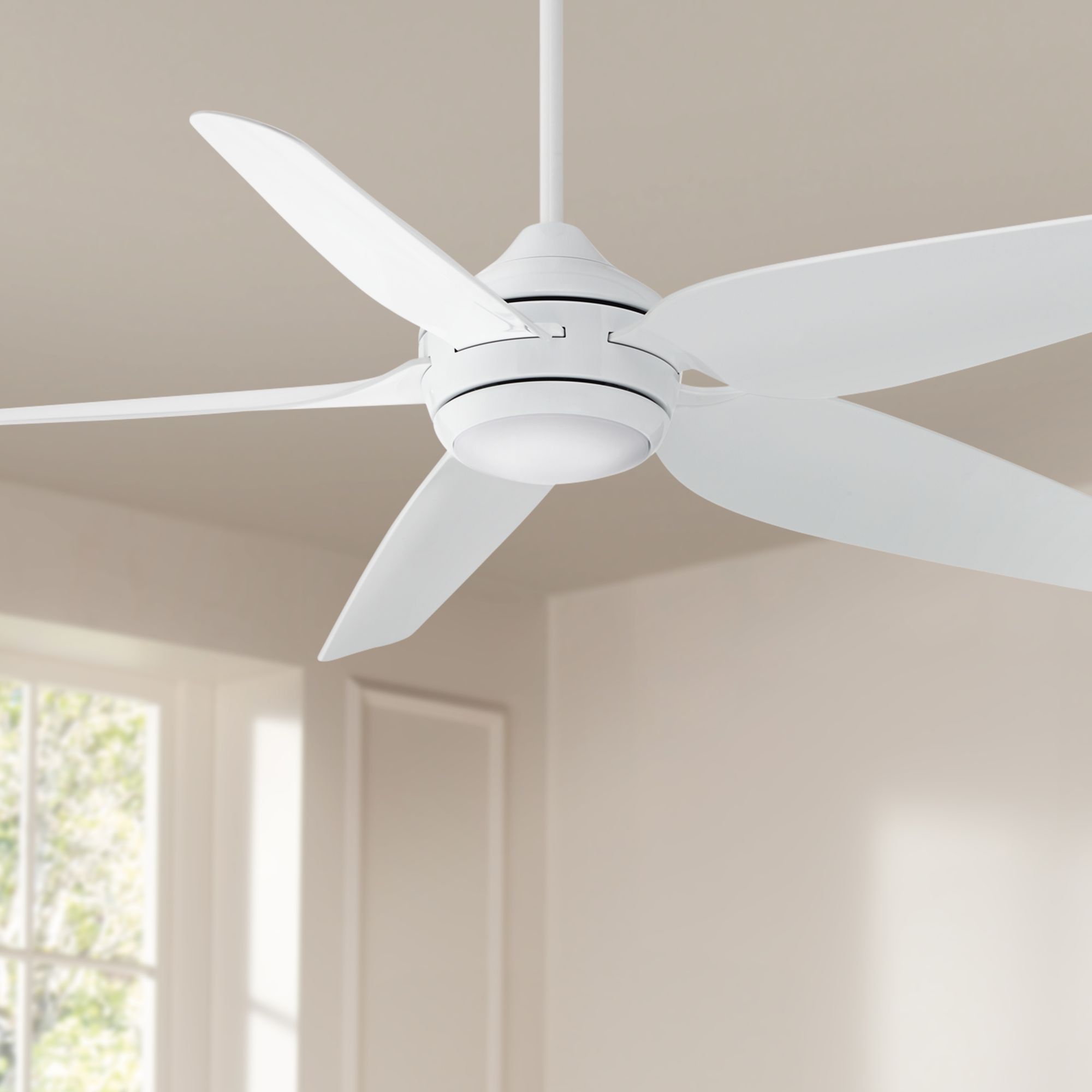 White - Ivory, 48 - 58 In. Span, Ceiling Fan With Light Kit Ceiling ...