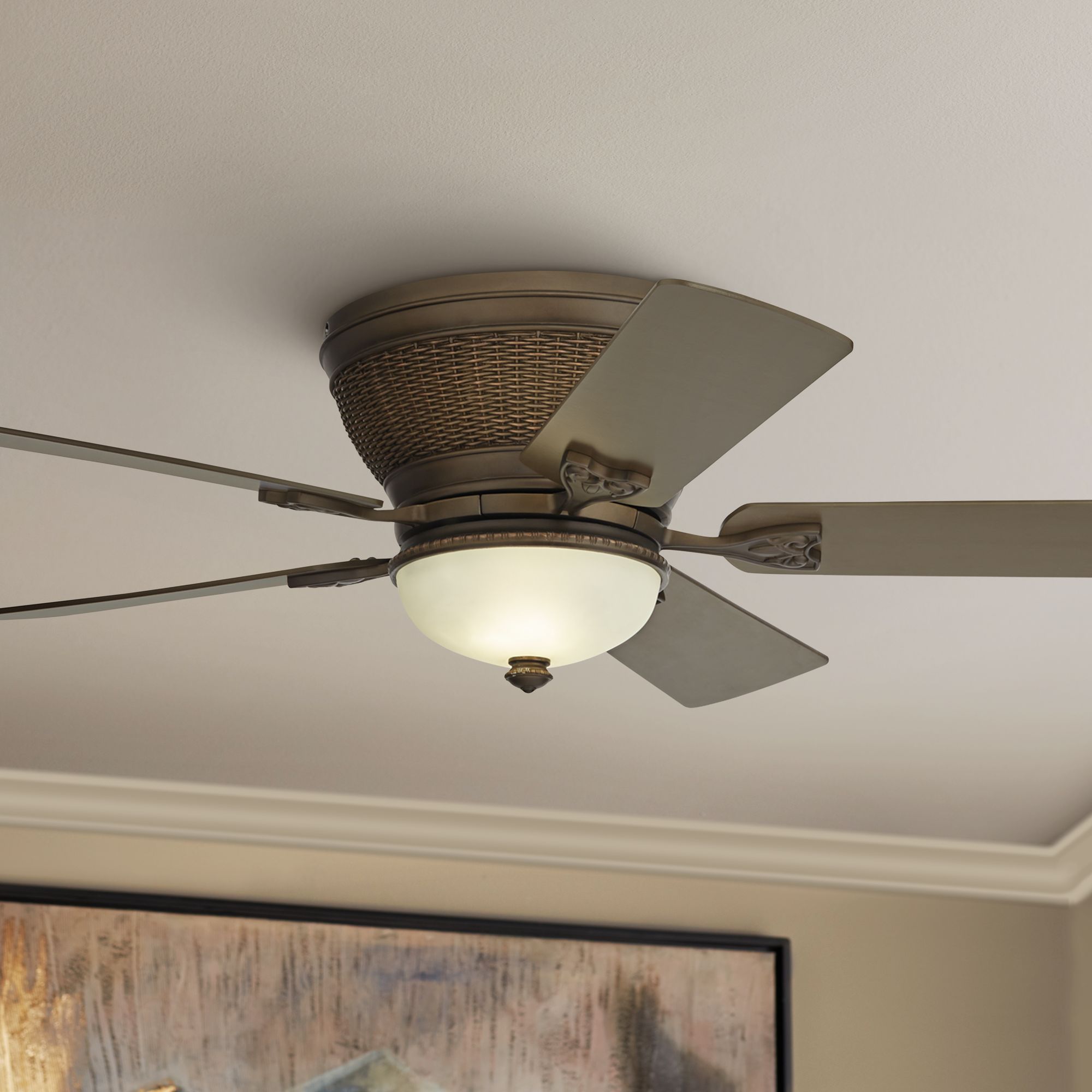 Bronze Hugger Ceiling Fan With Light | Shelly Lighting