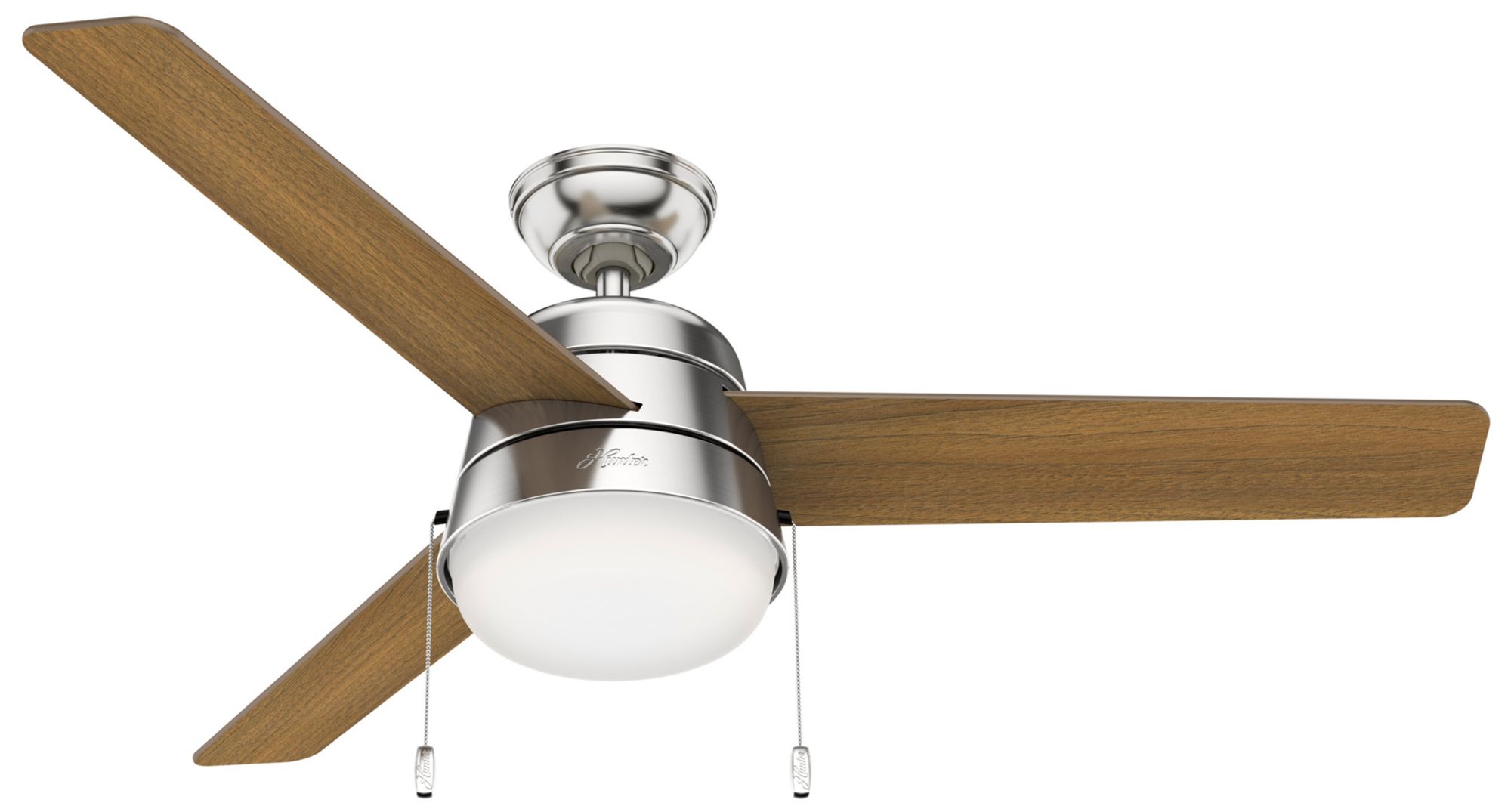 52" Hunter Aker LED Brushed Nickel Ceiling Fan with Pull Chain - #702W7 ...