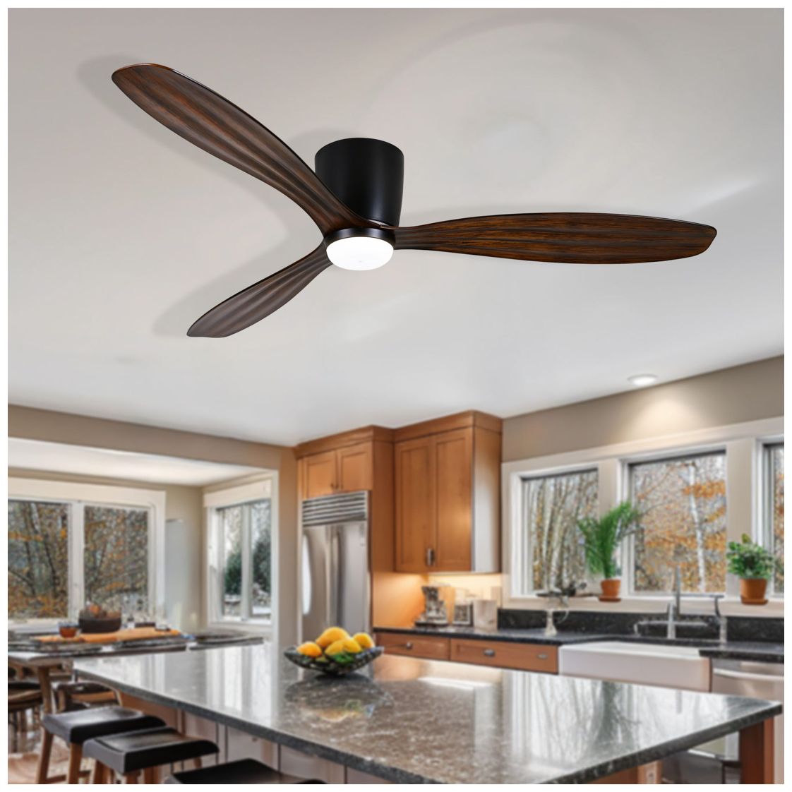 52" Minka Aire Ventiara LED Coal Black 3-Blade Ceiling Fan - #3673R ...
