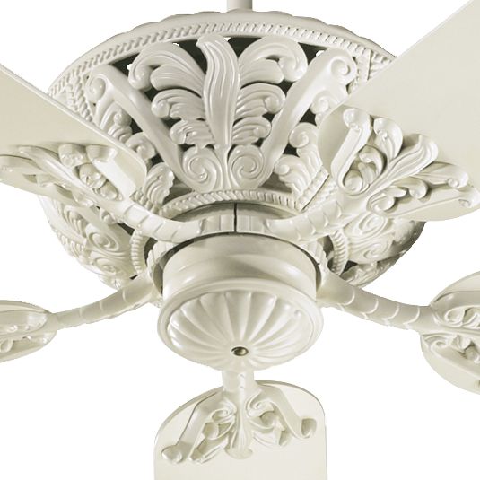 52" Quorum Windsor Antique White Traditional Pull Chain Ceiling Fan - # ...