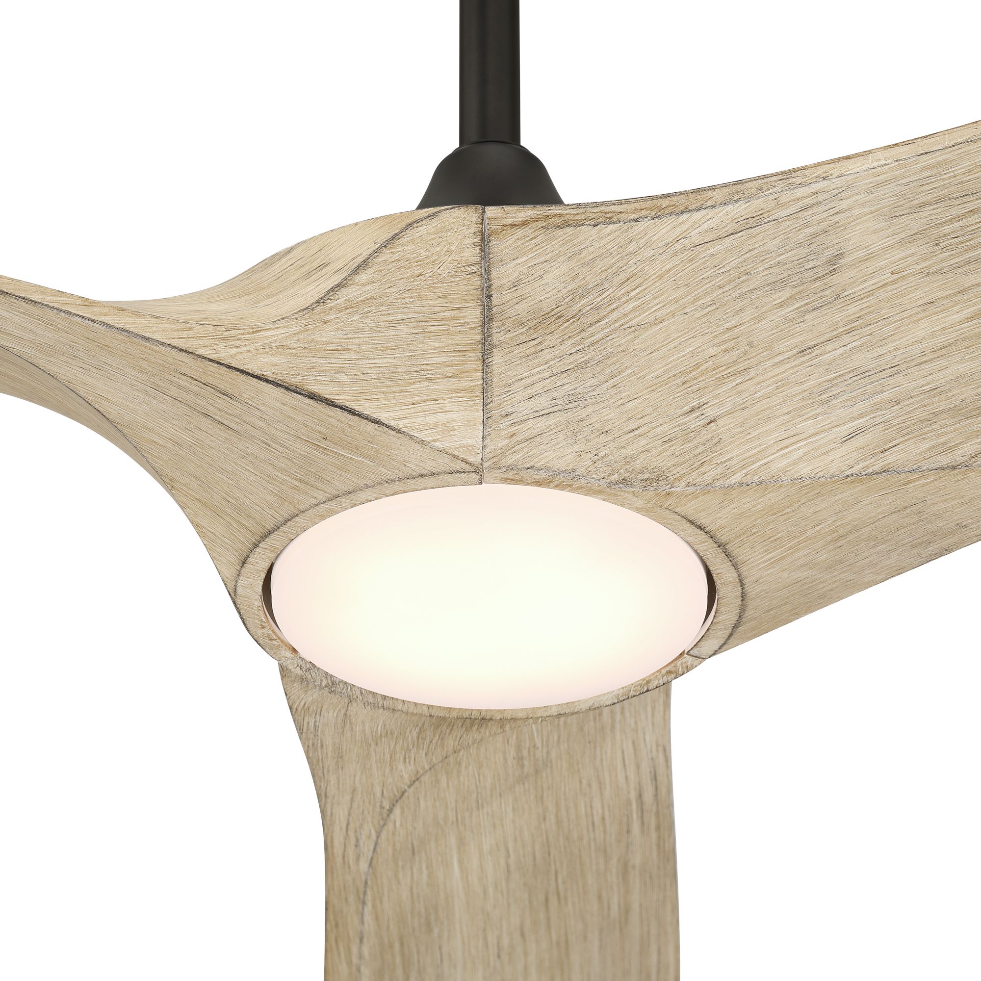 54" Casa Vieja Kona Wind Matte Black White Oak LED DC Damp Ceiling Fan ...