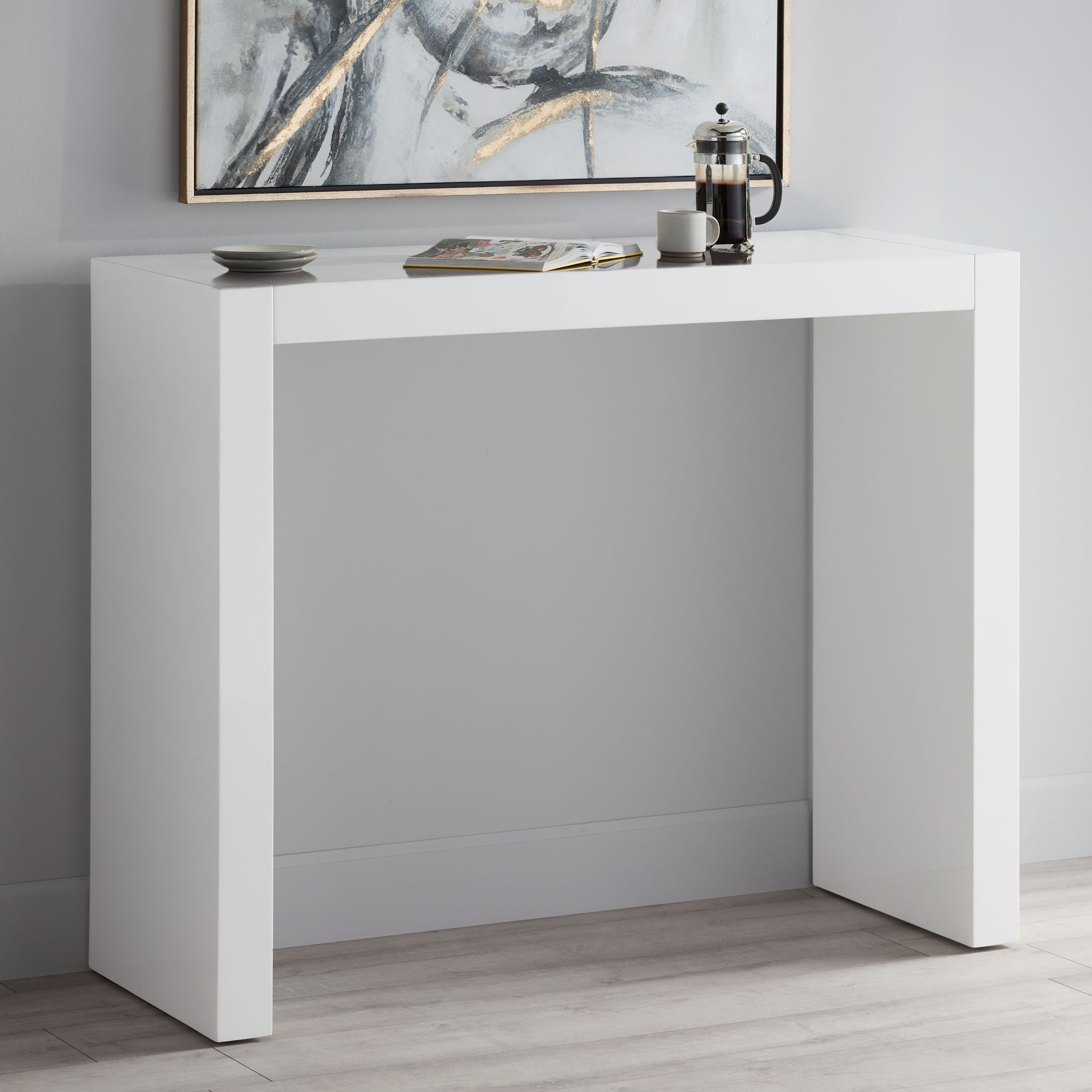 White high gloss breakfast bar table store