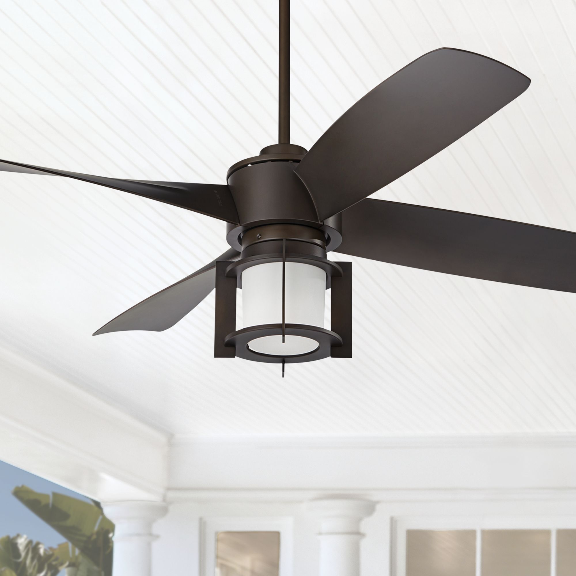 56" Casa Vieja Grand Milano Bronze Damp LED Ceiling Fan with Remote ...