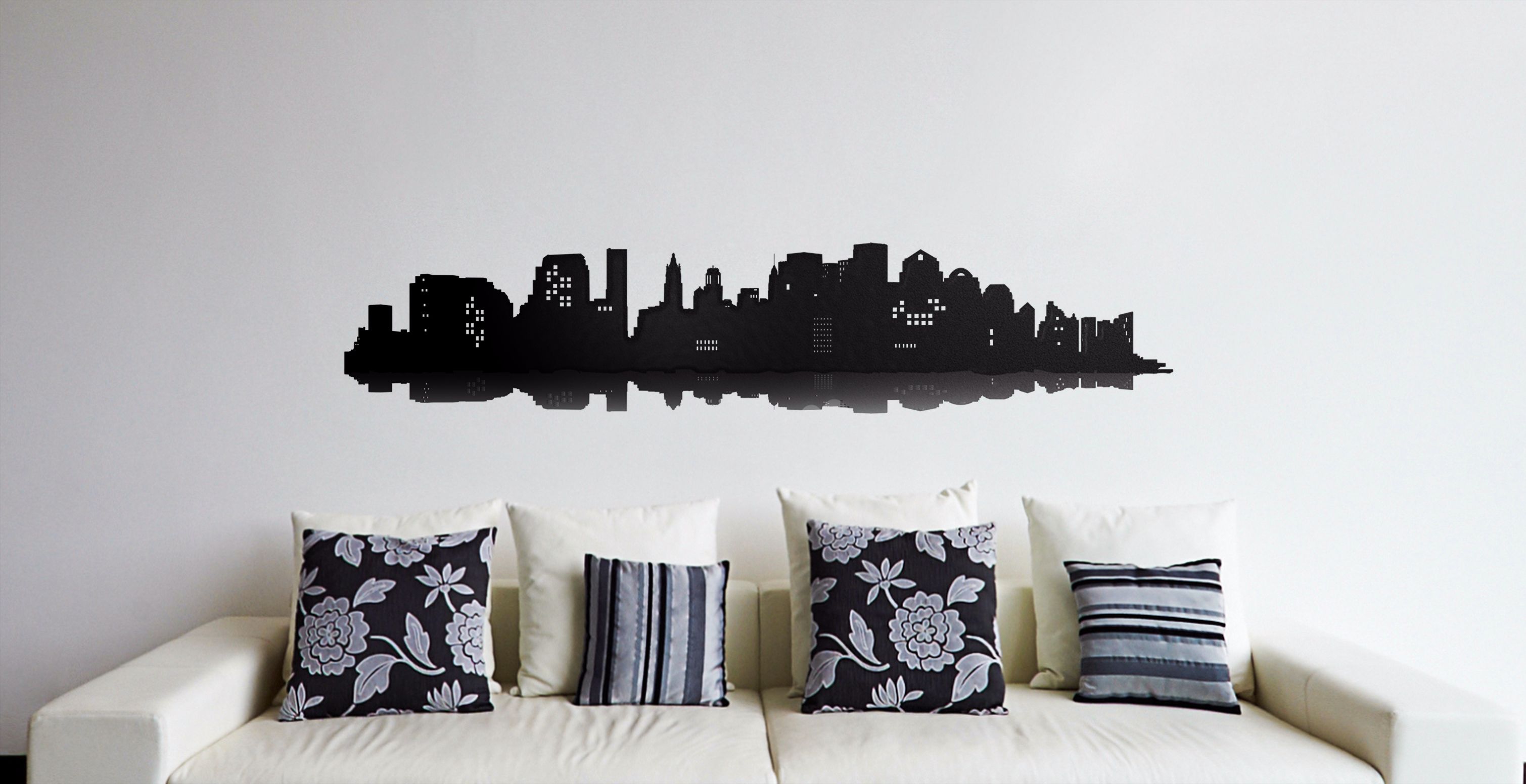 Black Cityscape Wall Decal - #5P409 | Lamps Plus