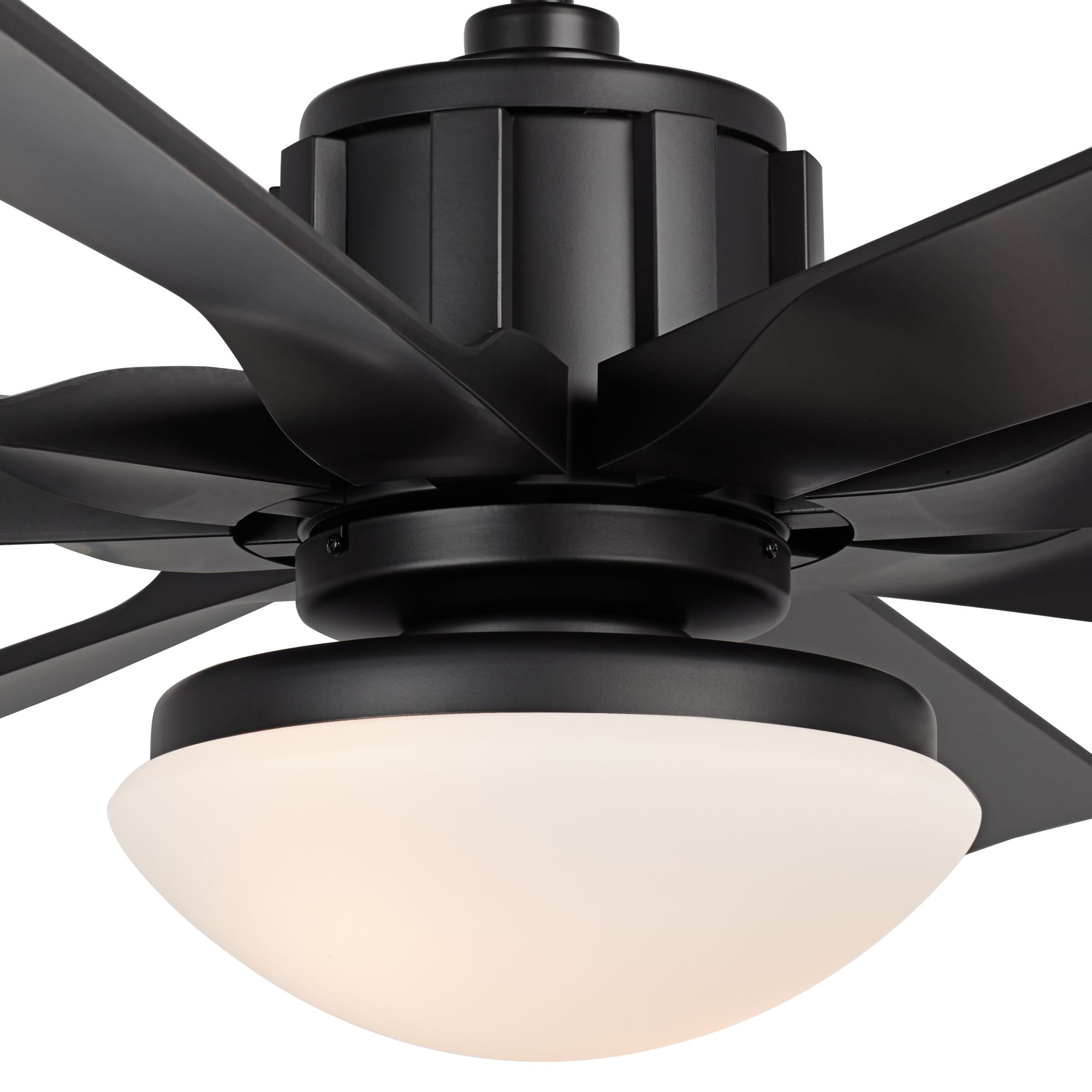 60" Possini Defender Matte Black Opal Damp LED Ceiling Fan with Remote ...