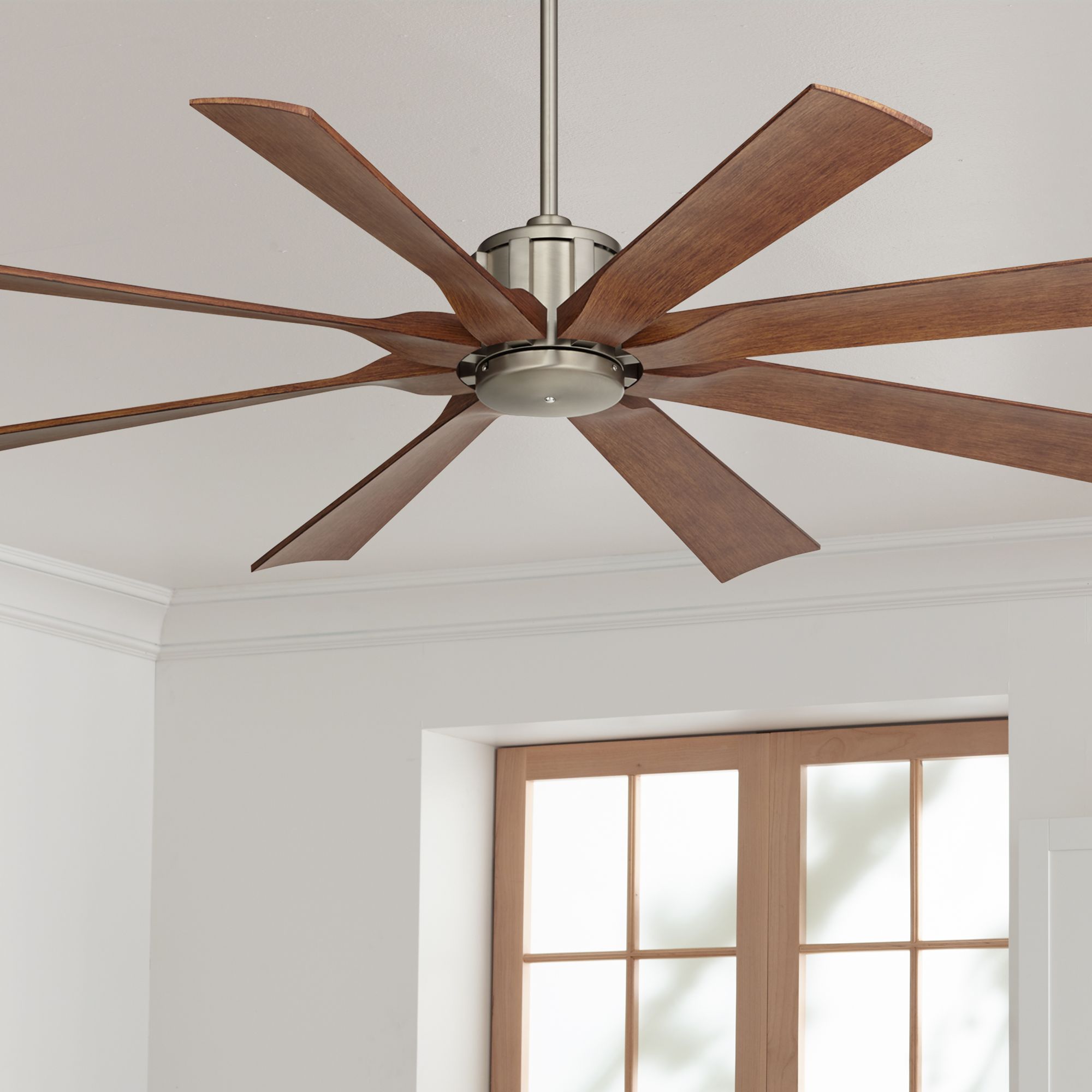 60" Possini Euro Defender Brushed Nickel Damp Ceiling Fan with Remote ...