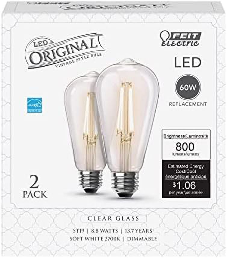 60 Watt Equivalent Clear 8.8-Watt LED Standard ST19 Filament Bulb ...