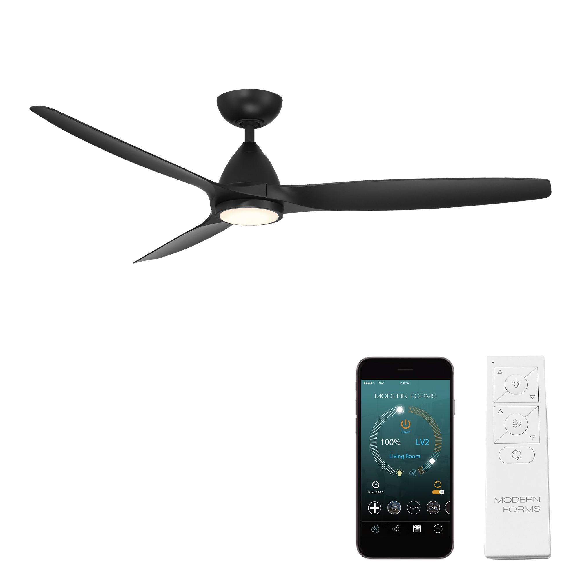62" Modern Forms Skylark Matte Black 3500K LED Smart Ceiling Fan ...