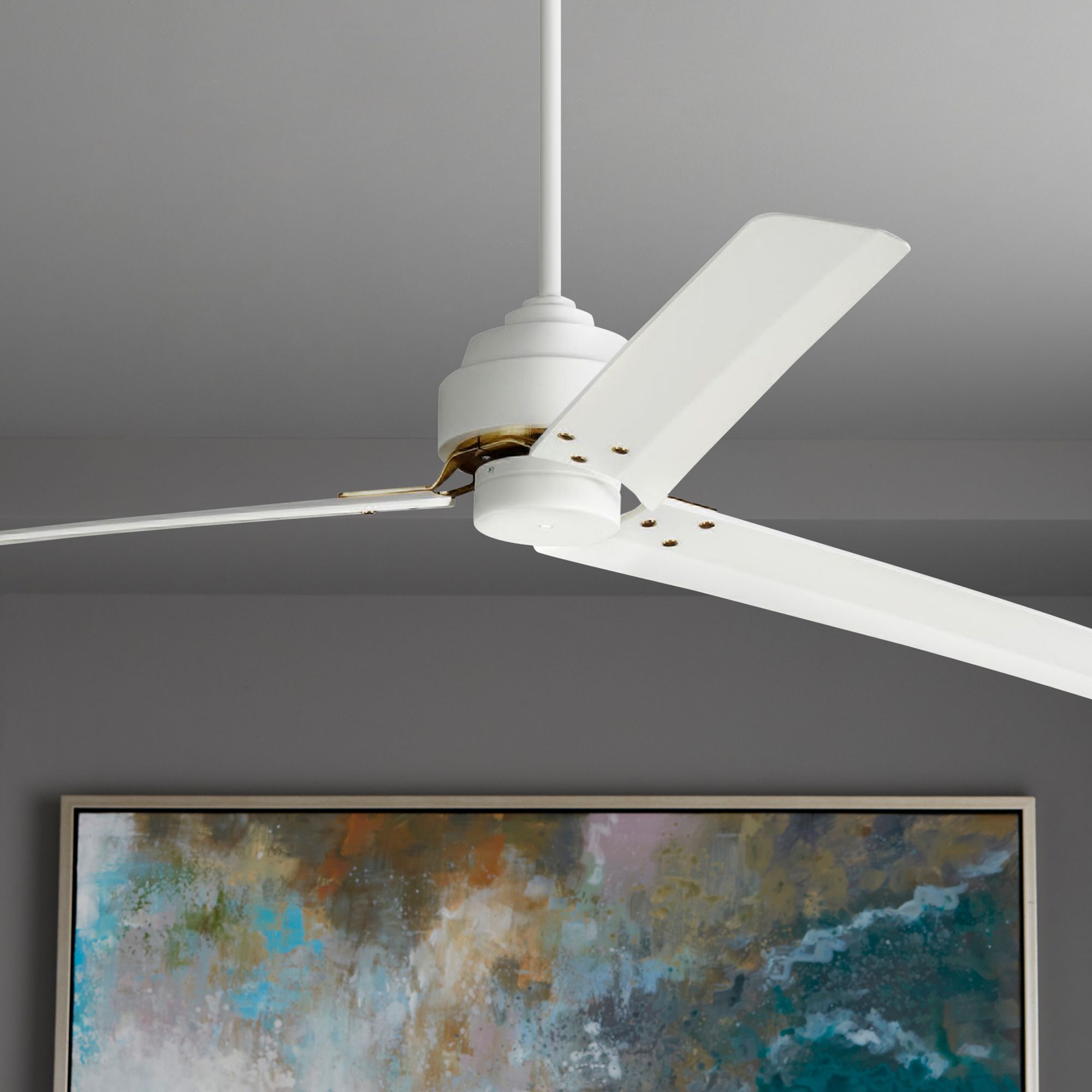 68" Visual Comfort Arcade Matte White Large Ceiling Fan with Remote ...
