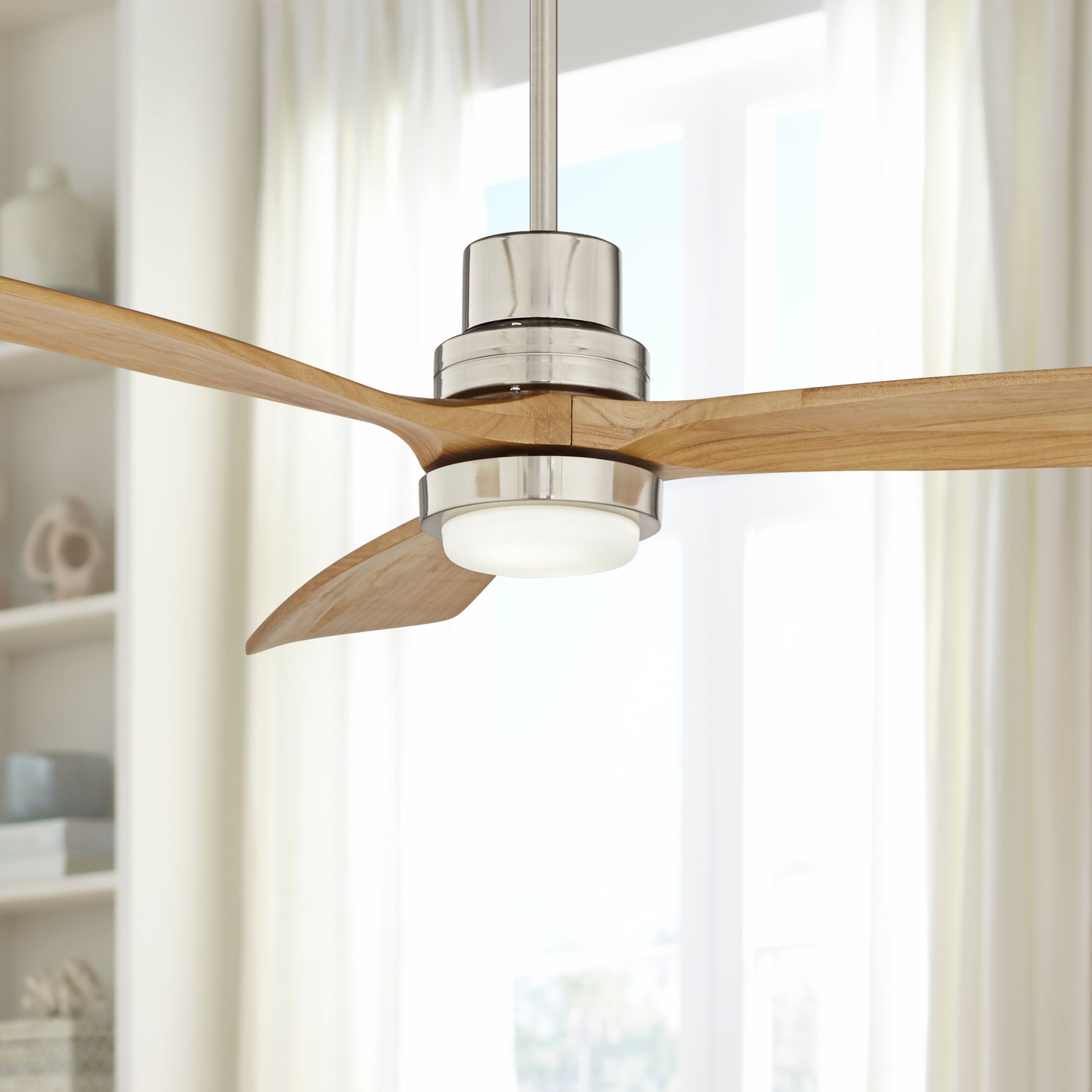 Brushed Nickel, Farmhouse, Ceiling Fan With Light Kit, Ceiling Fans ...