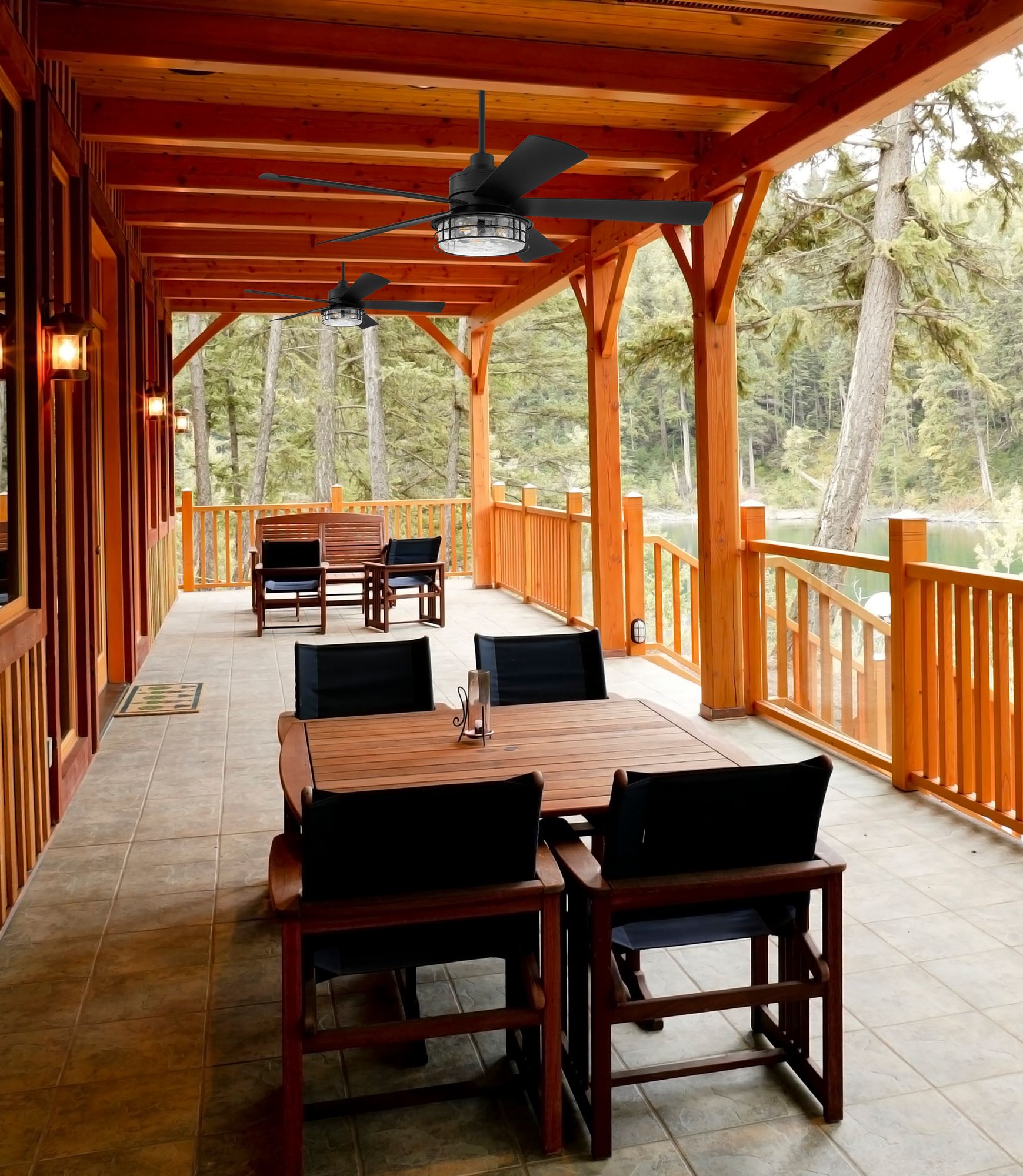 56" Craftmade Garrick Flat Black Wet Rated LED Ceiling Fan with Remote ...