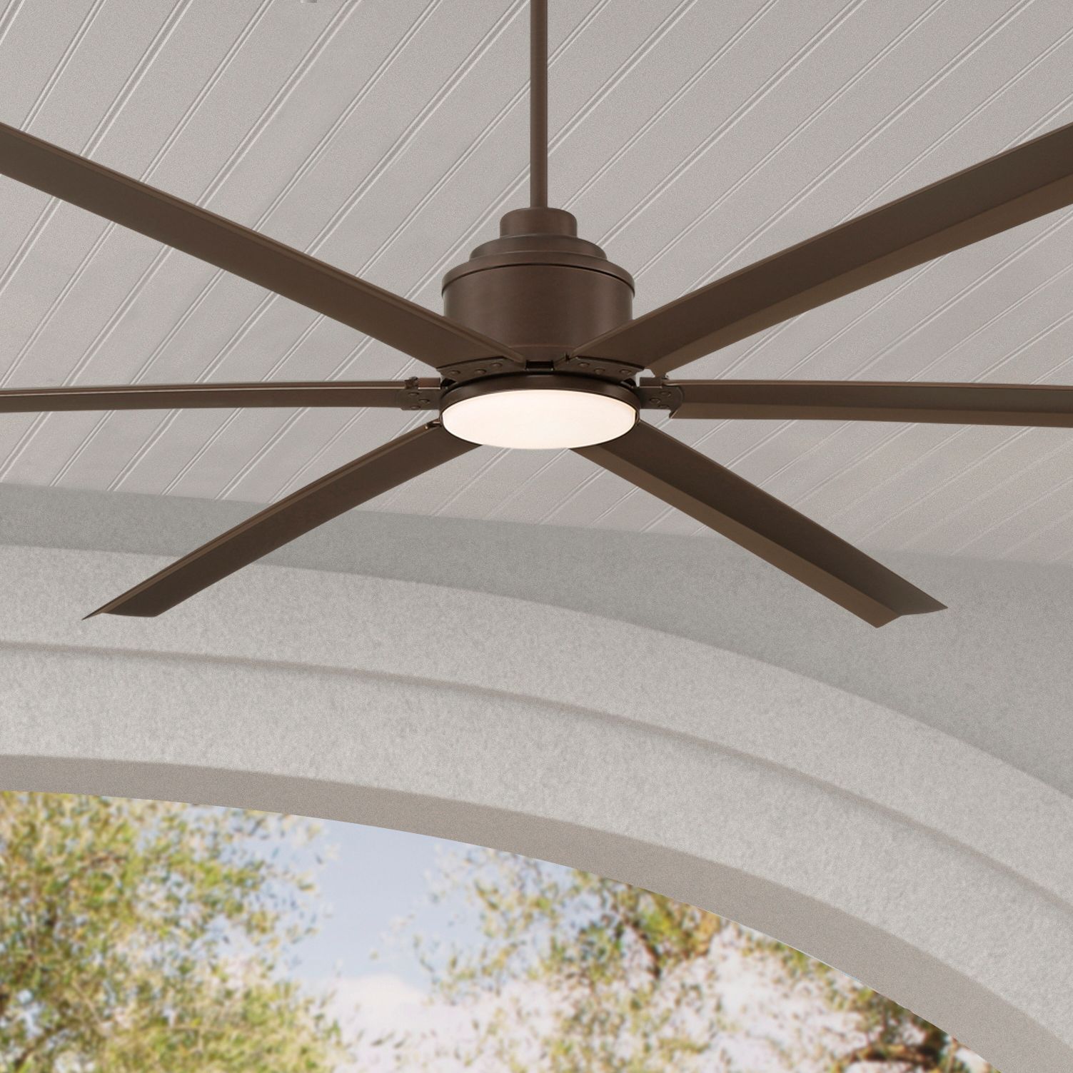 84" Ultra Breeze Oil Rubbed Bronze LED Wet Ceiling Fan with Remote ...