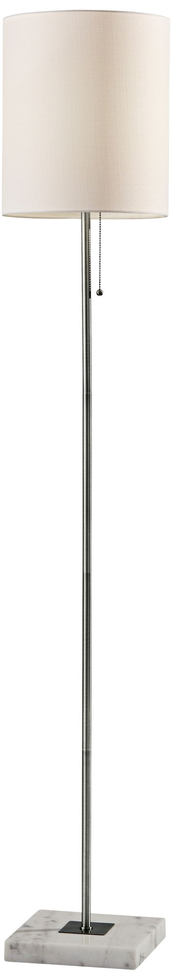 Adesso Fiona 62" High Modern Brushed Steel Pull Chain Floor Lamp ...
