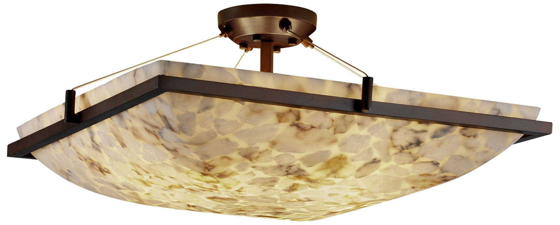 Alabaster Rocks 27" Wide 5-Light Dark Bronze Square LED Semi-Flush ...