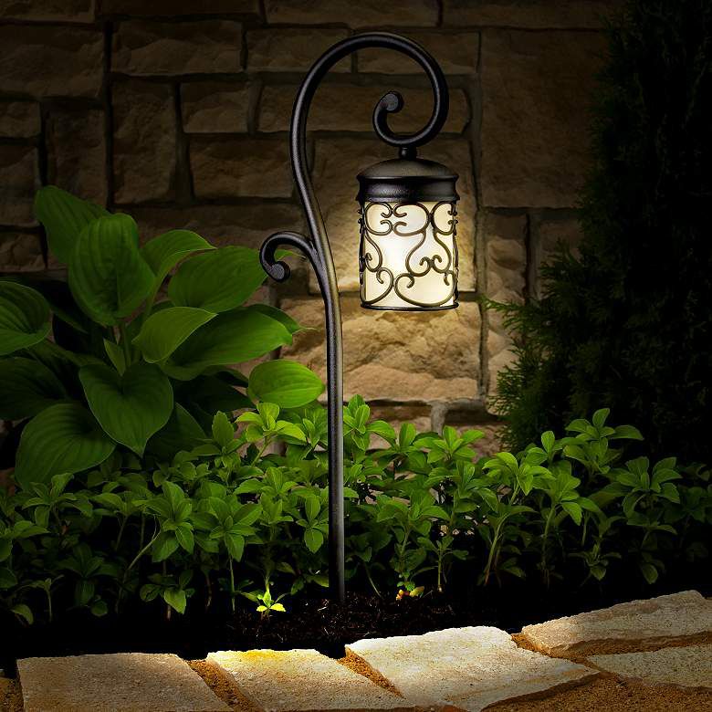 Almeria Textured Black Finish Outdoor Path Light - #99068 | Lamps Plus