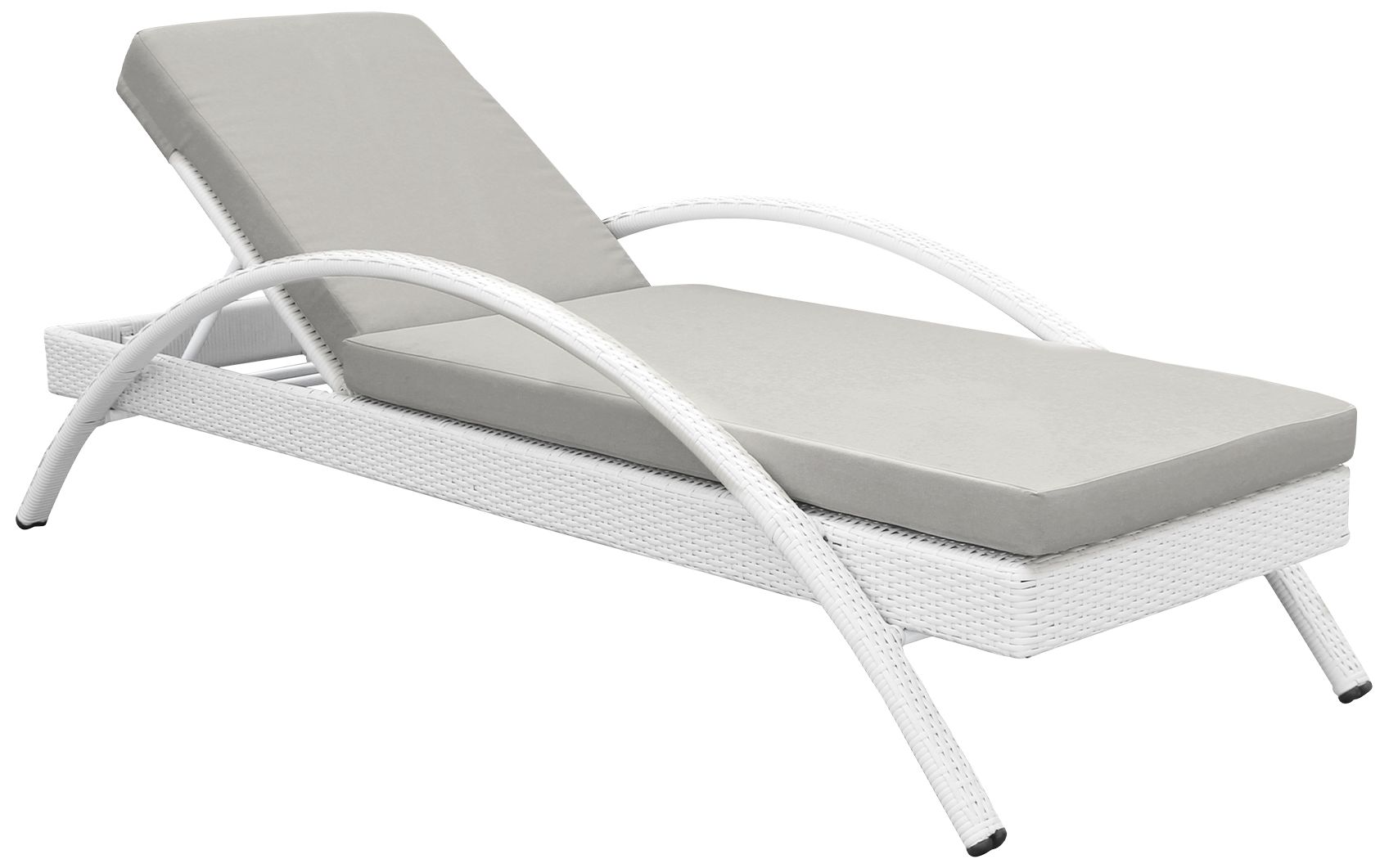 Aloha Adjustable Patio Outdoor Chaise Lounge Chair in White Wicker ...
