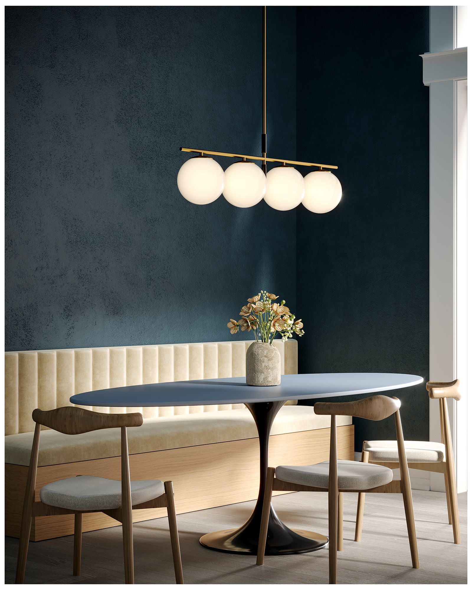 Alora Mood Zuri E26 37-in Brushed Gold/Opal Glass Linear Pendant ...