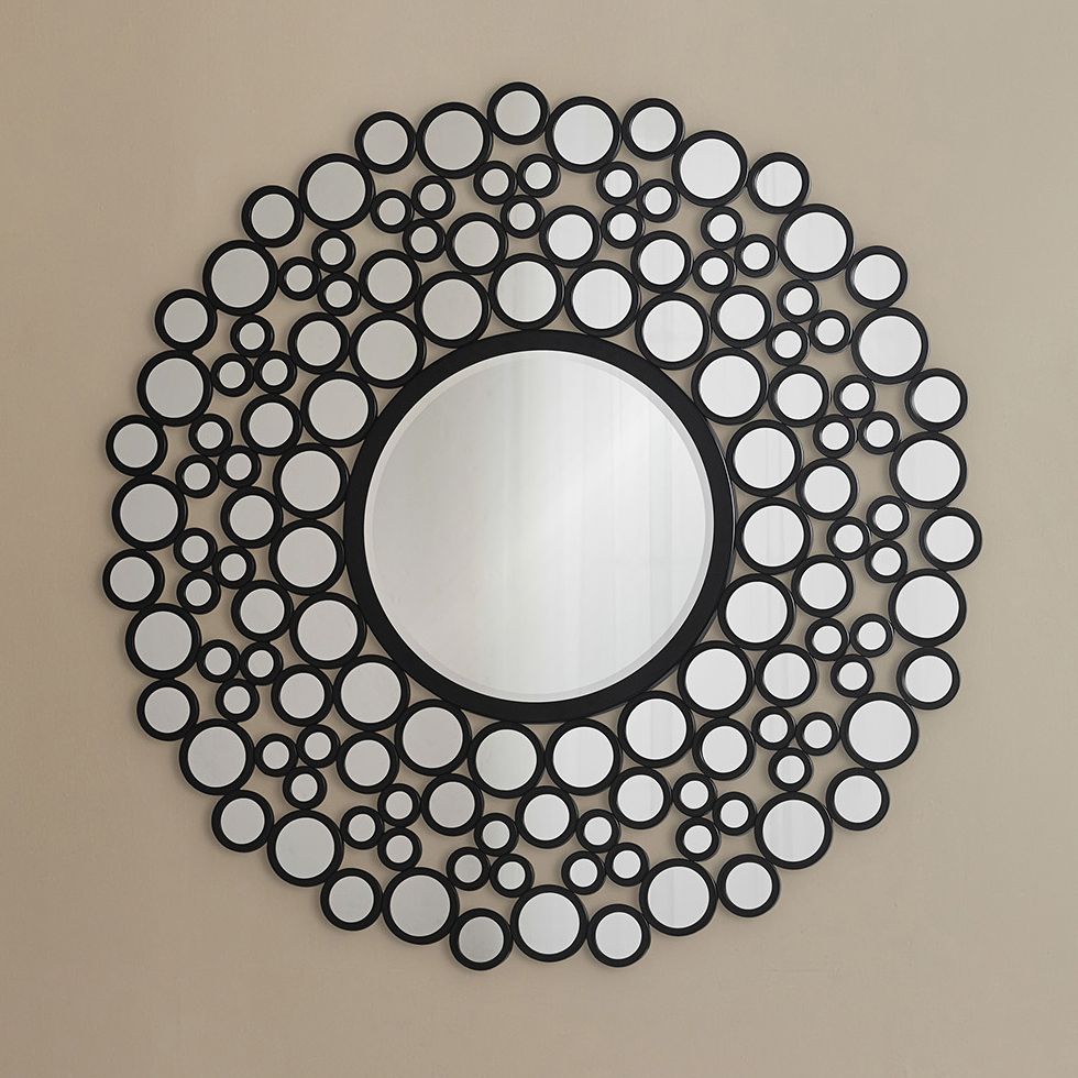 Alto Matte Black Iron 42" Round Wall Mirror - #0812A | Lamps Plus