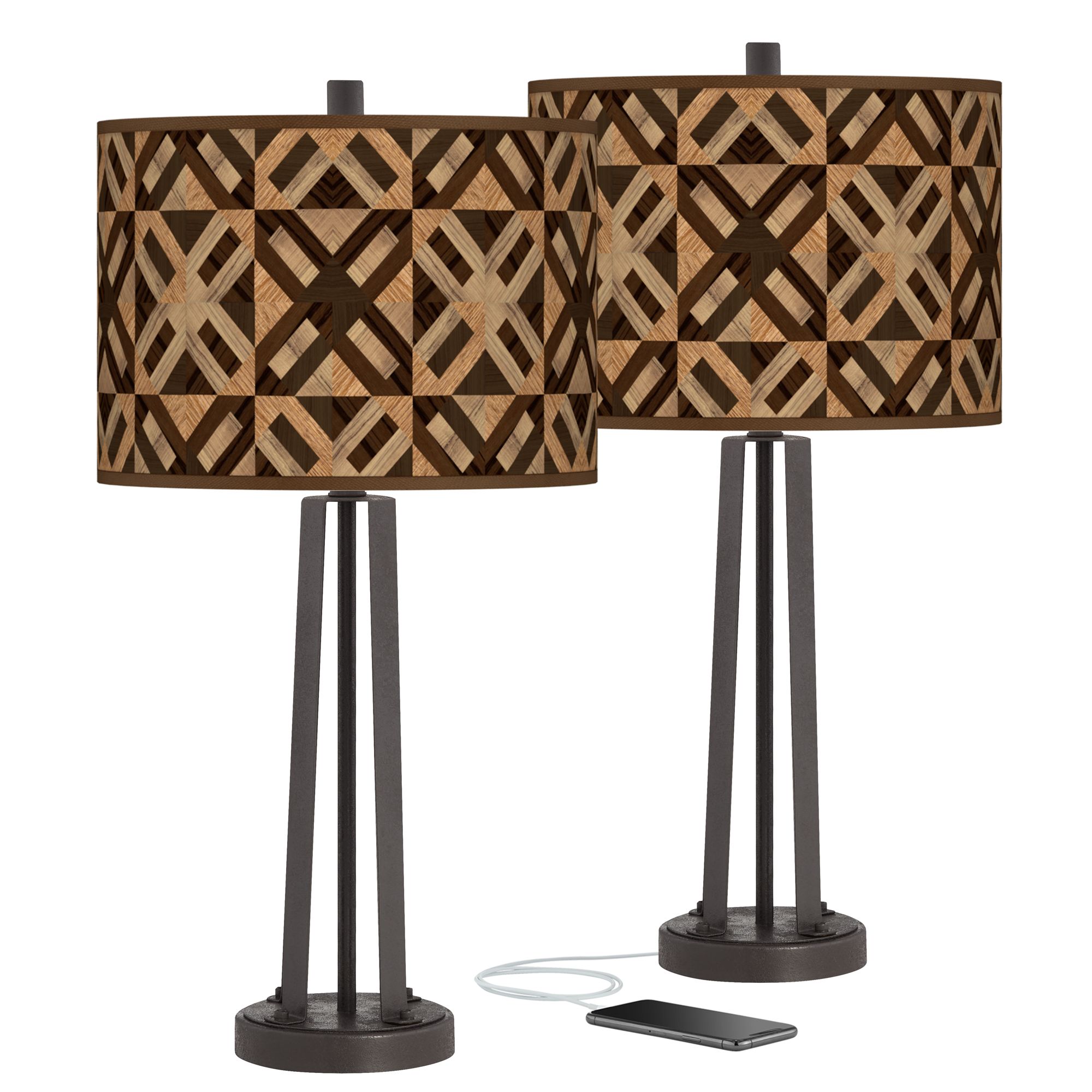 Rustic Chic Susan Dark Bronze USB Table Lamps Set of 2 - #728T1 | Lamps ...