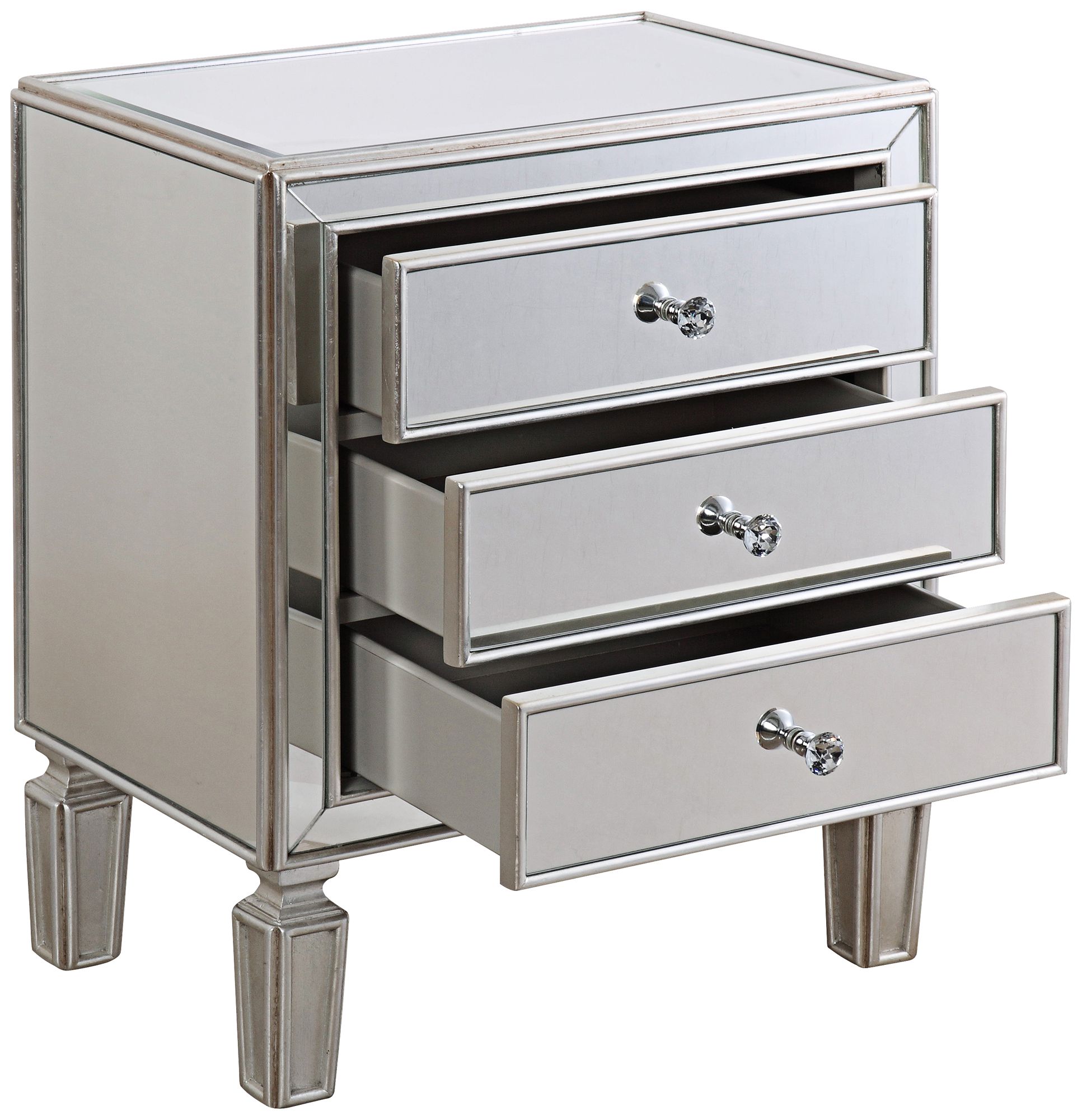 Aneta 22" Wide Mirrored and Silver Leaf Accent Table - #8V475 | Lamps Plus