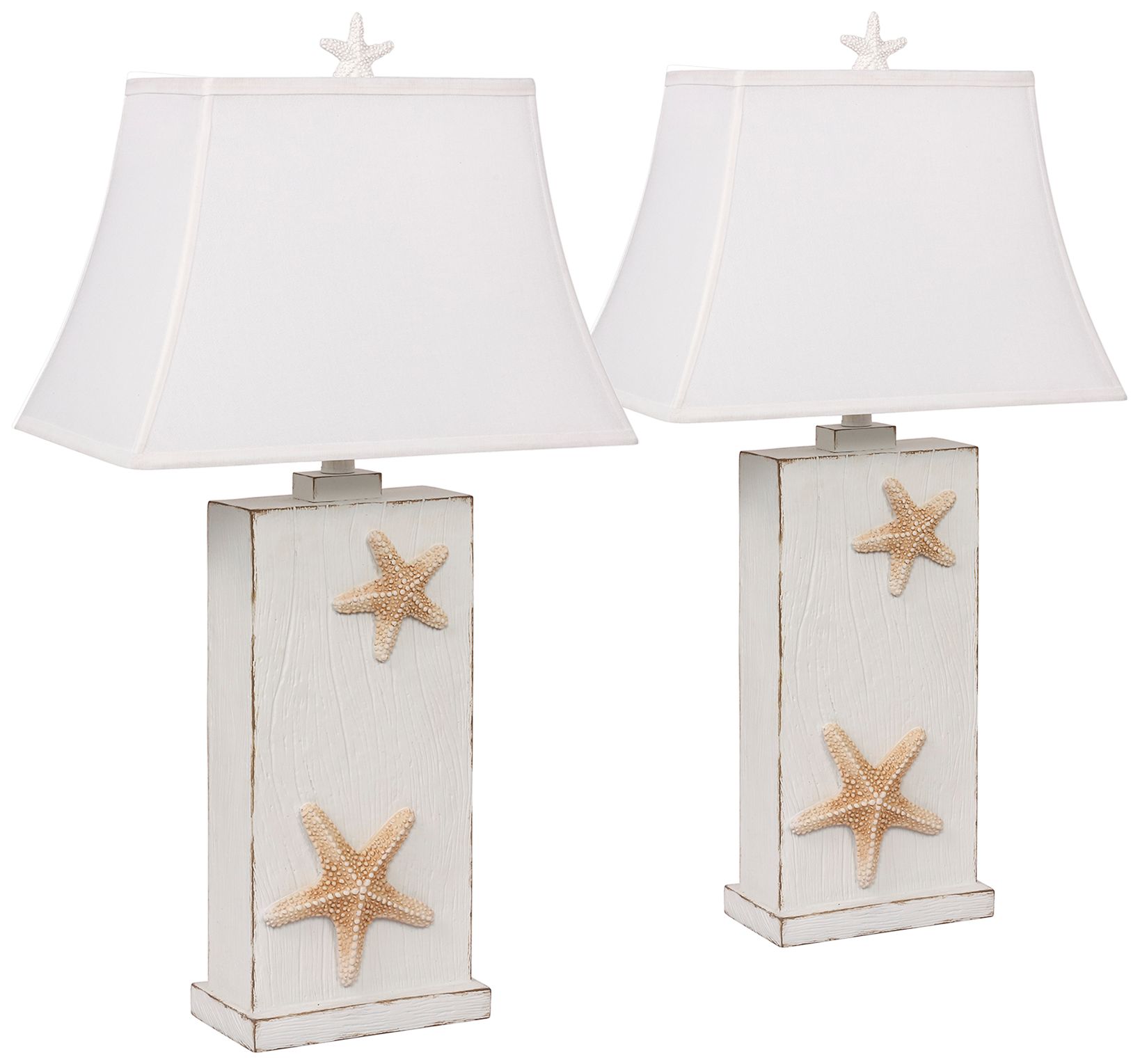 Antigua White Starfish 31" Rectangular Coastal Table Lamps Set of 2 ...