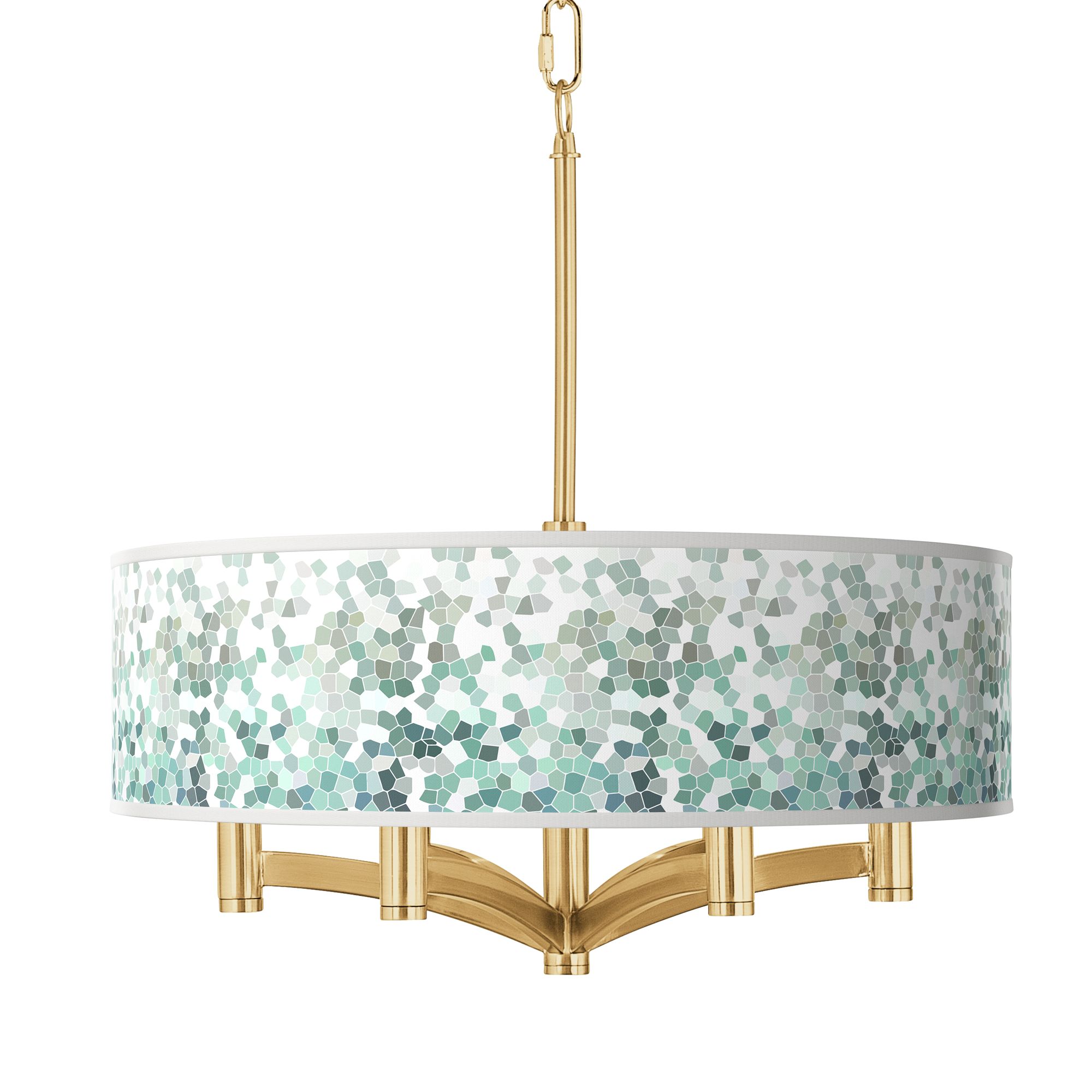 Aqua Mosaic Ava 6-Light Gold Pendant Chandelier - #773N6 | Lamps Plus
