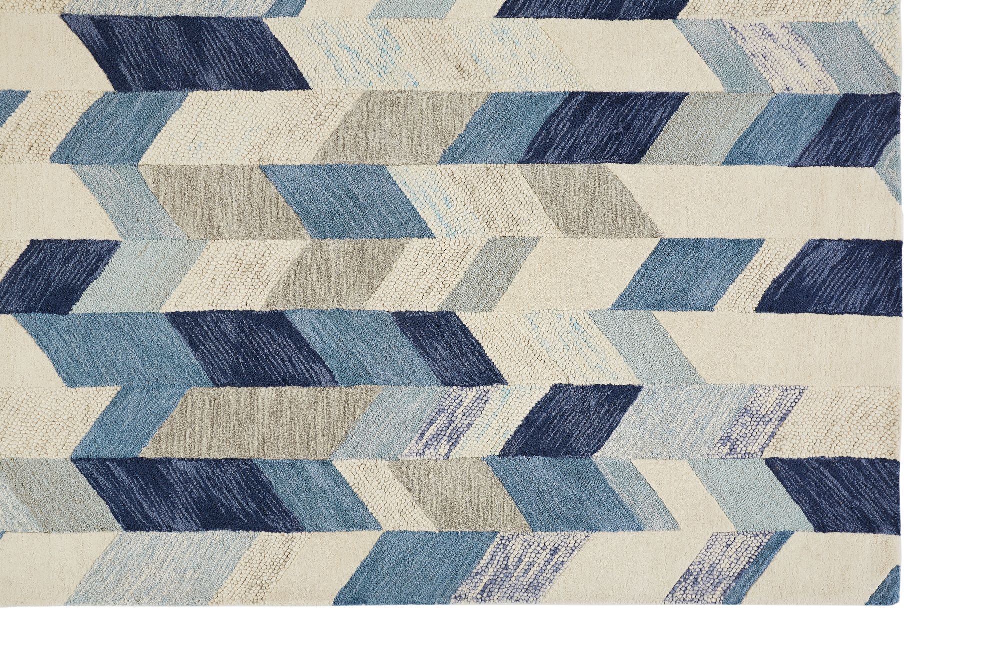 Arazad Tufted Graphic Chevron Rug, Cobalt Blue/Ivory, - #903G1 | Lamps Plus