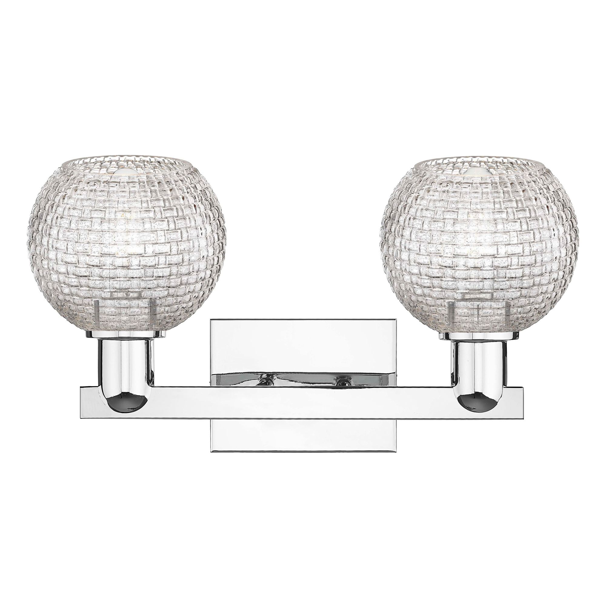 Arcadia Athens 17"W 2-Lt Chrome Bath Light w/ Clear Basketweave Shade ...